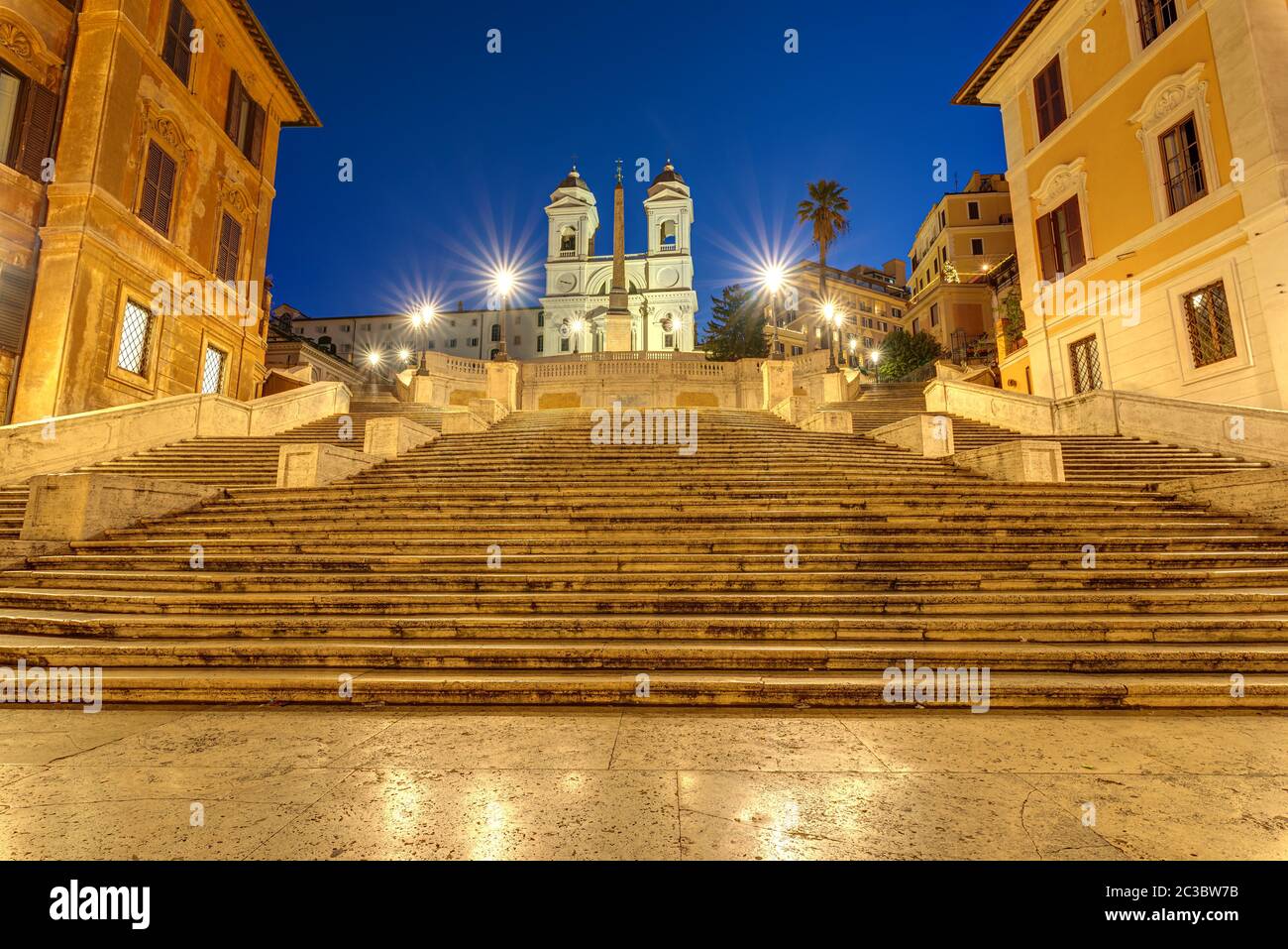 The empty Spanish Steps in Rome at night Stock Photo - Alamy