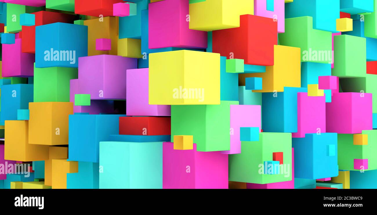 Poster with Random Cubes and Colors Stock Photo - Alamy