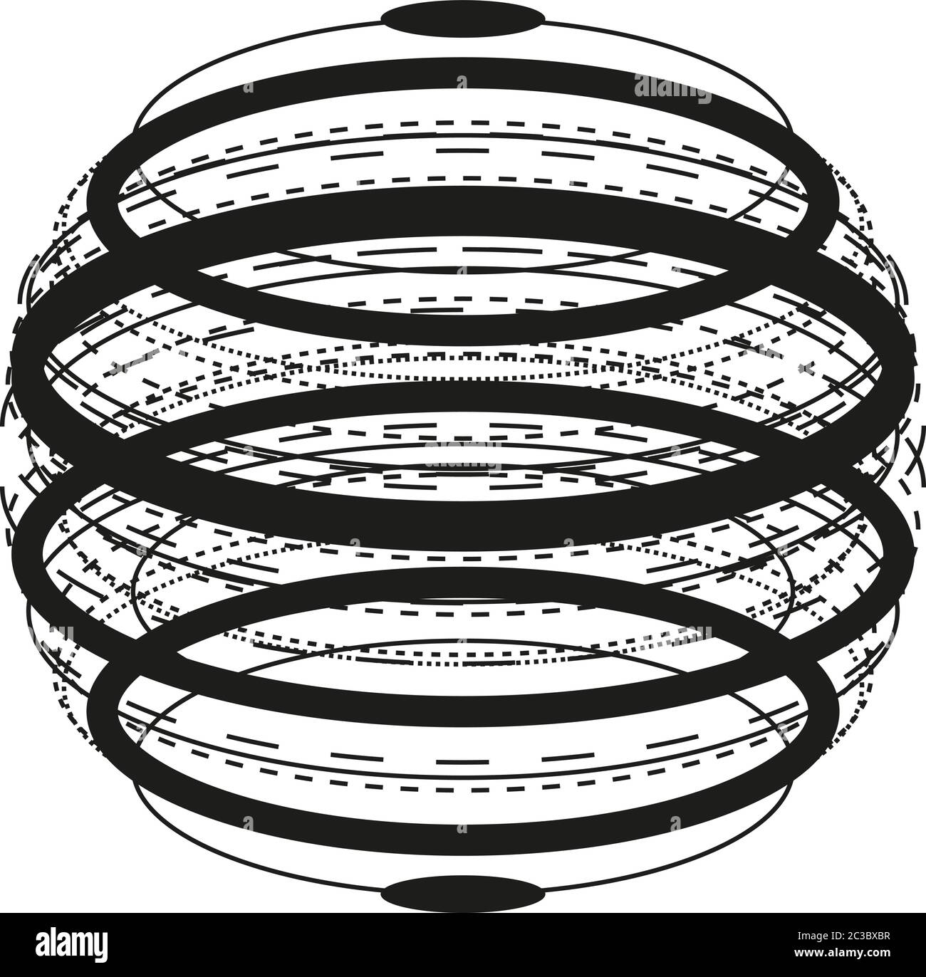 Abstract shape sphere with dotted and bold lines. Black and white ...