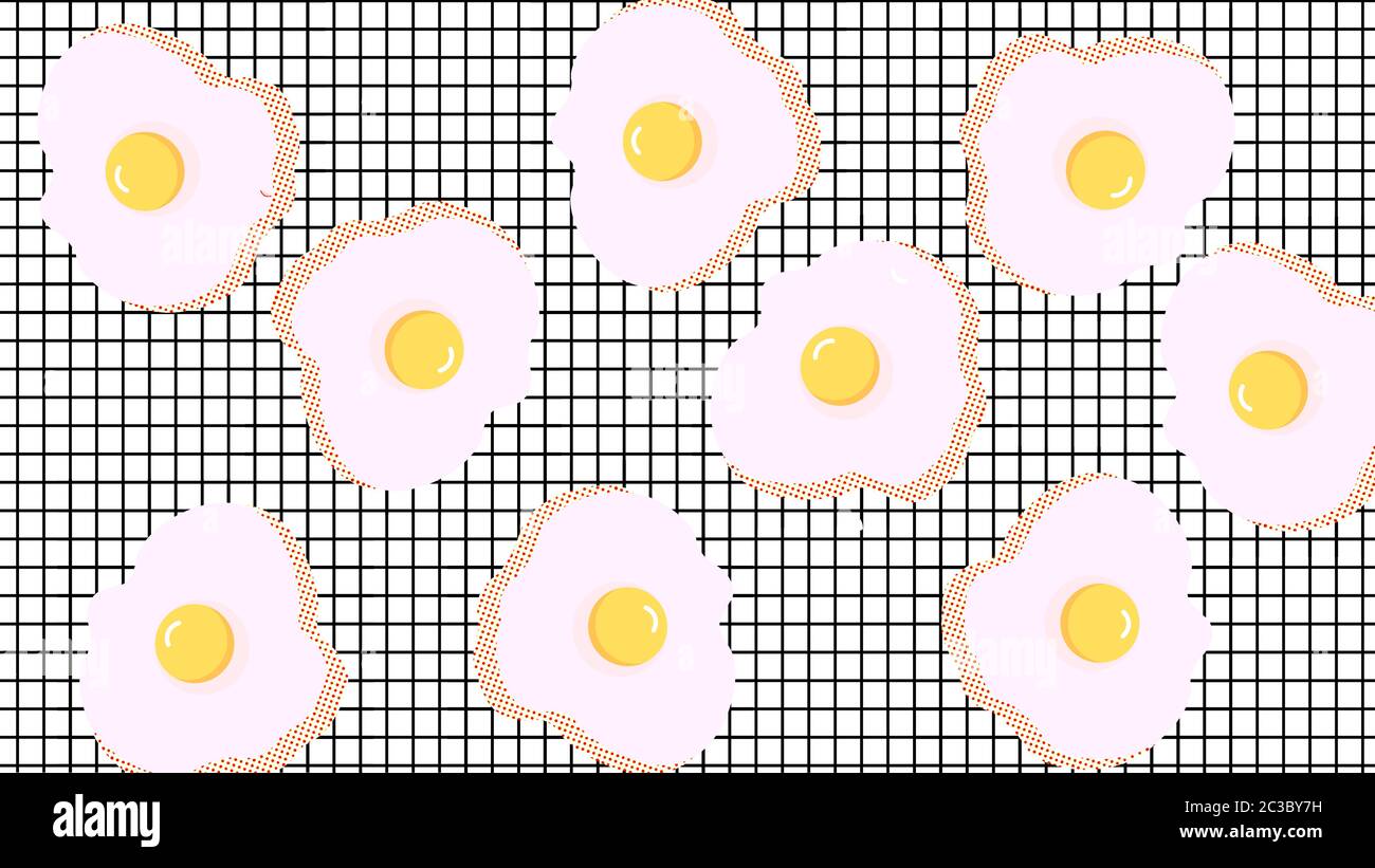 Abstract composition of fried eggs on squared background. Vector Stock ...