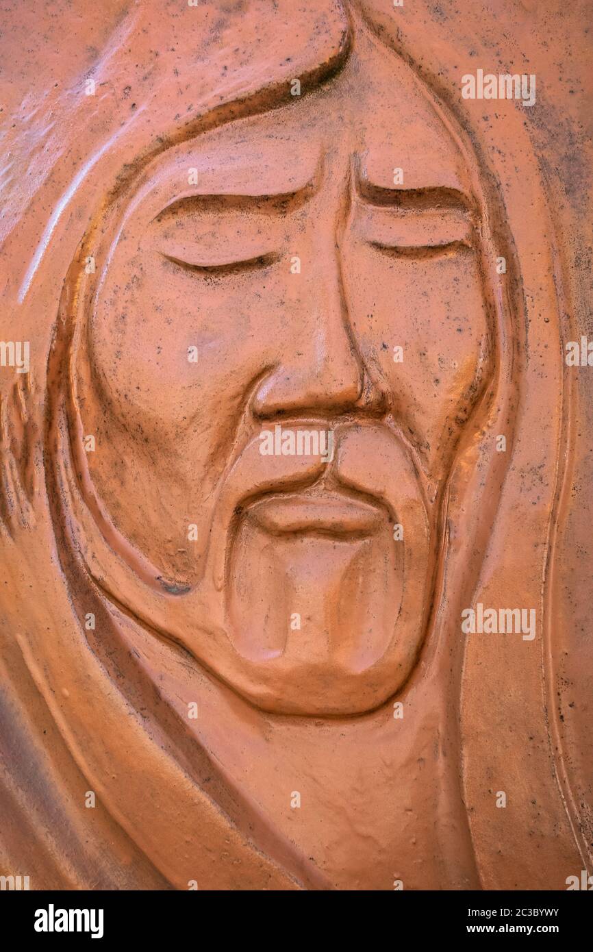 Relief sculpture of Jesus' face Stock Photo - Alamy