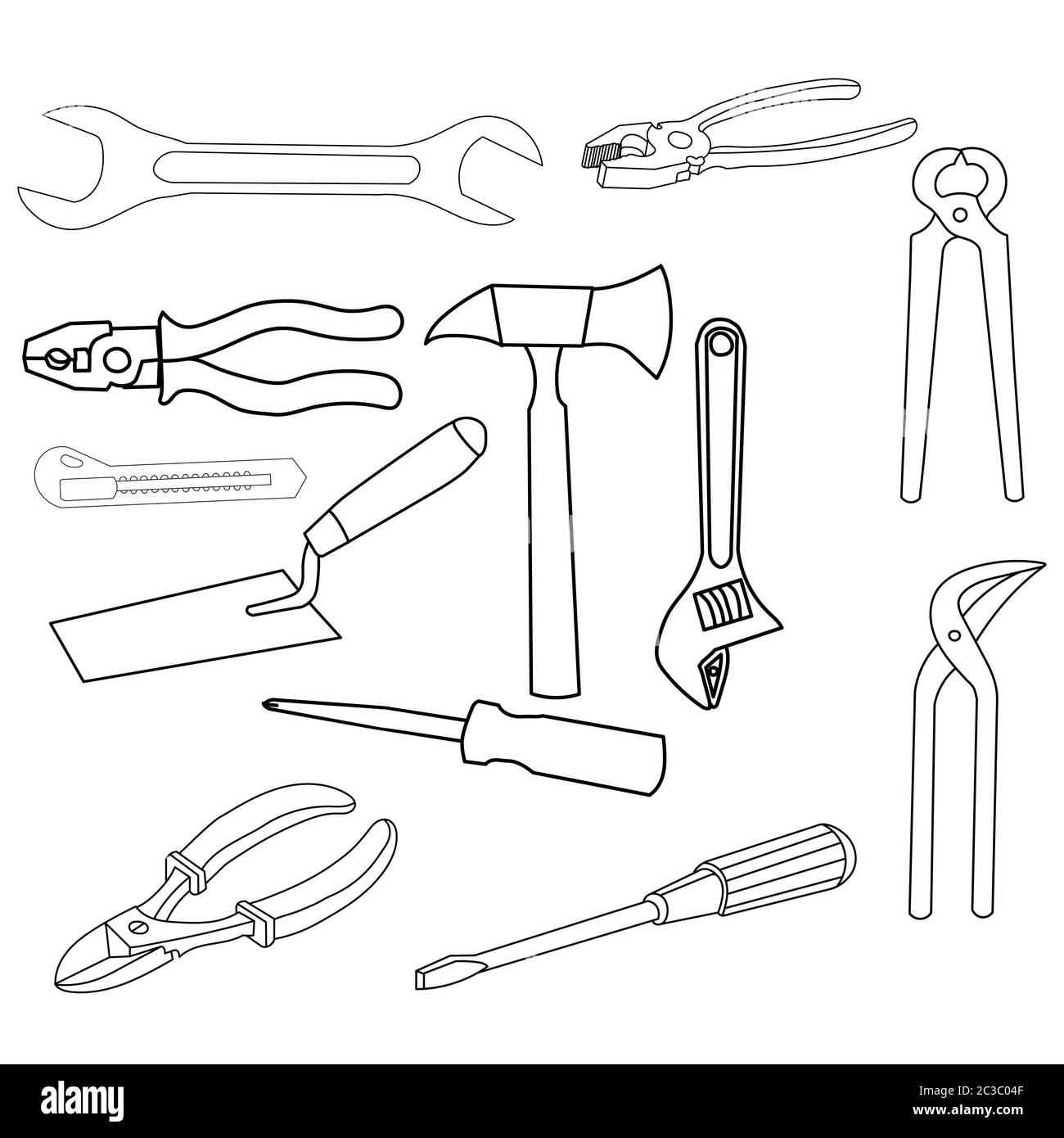 construction tool set, sketches collection Stock Vector Image & Art - Alamy