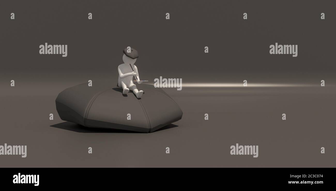 3d illustrator, 3d rendering of the artist is drawing Stock Photo - Alamy