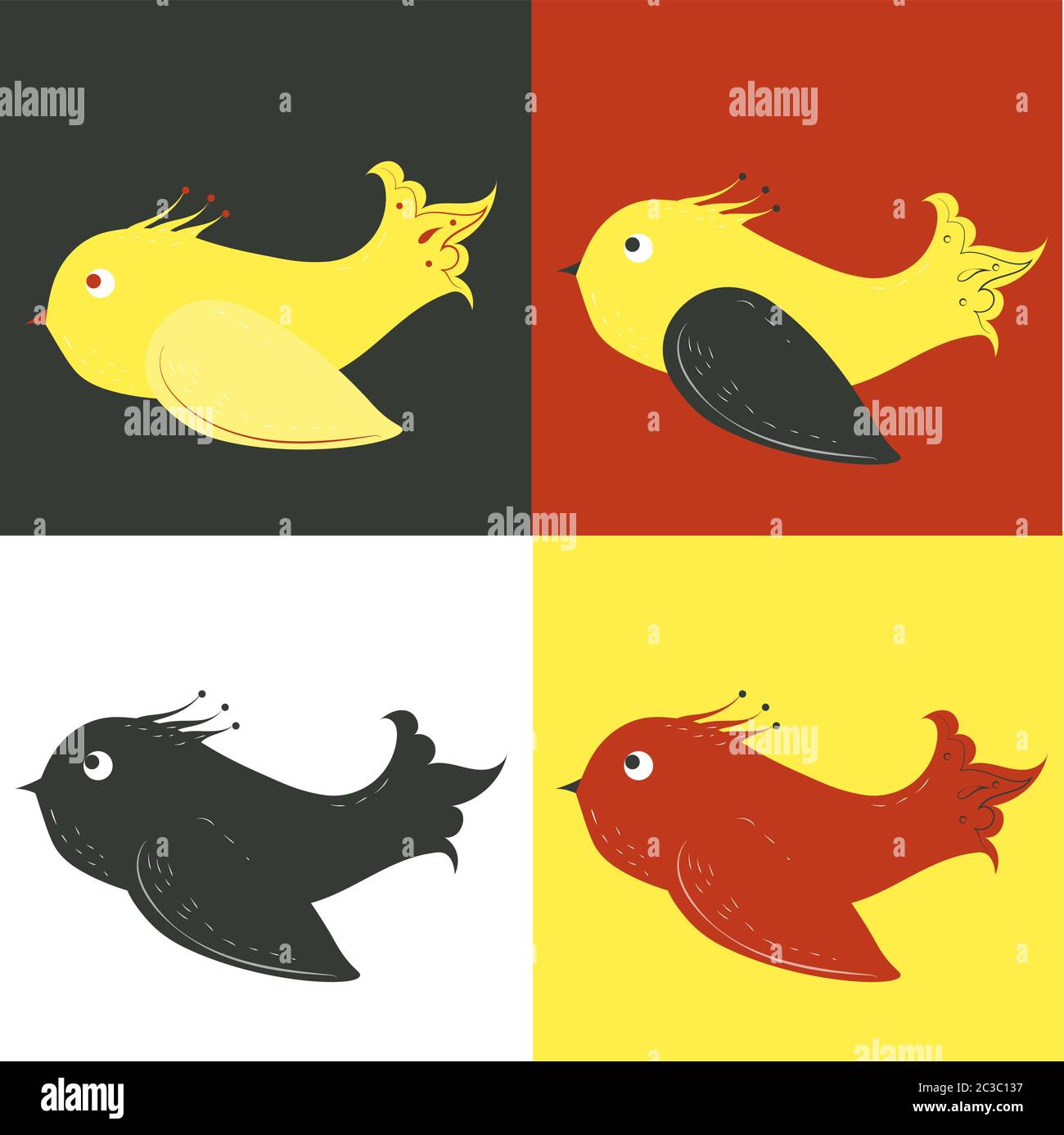 Composition of birds. Contrasting color combinations. Vector Stock ...