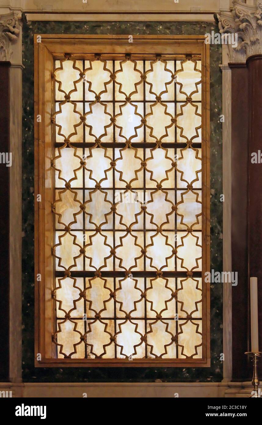 Vintage window inside old interior with decorative glass Stock Photo ...