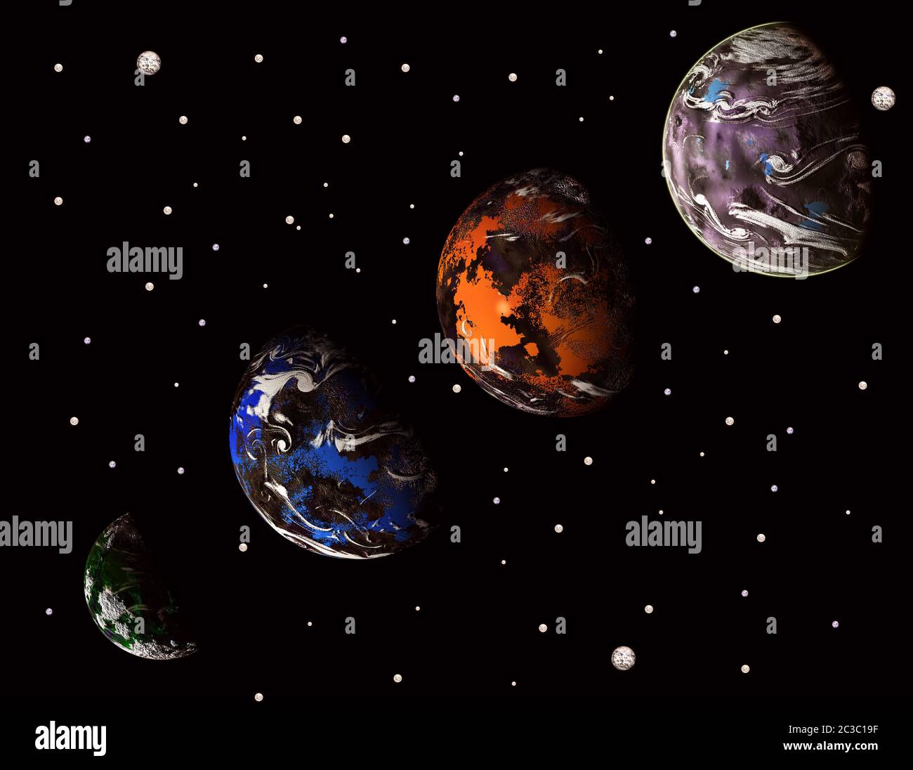 alien solar system, computer illustration generated digital art Stock ...