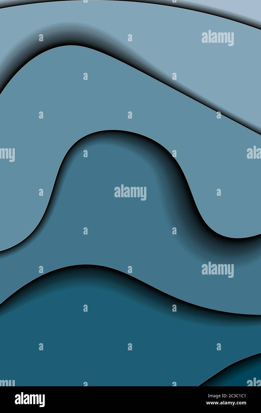 Layered waves design. Three dimensional. Shades of blue. Vector Stock ...