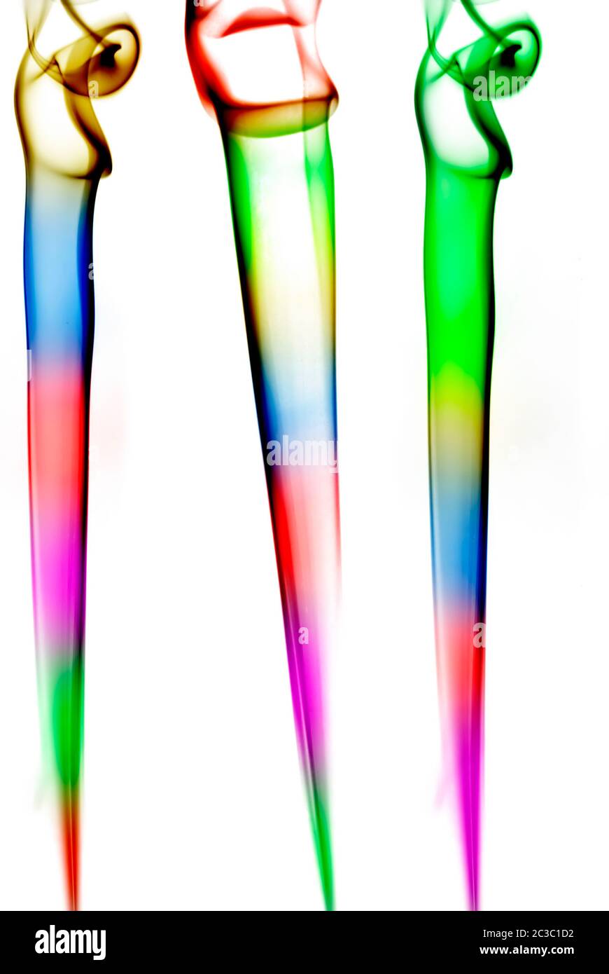 colored smoke lines in a white background Stock Photo - Alamy