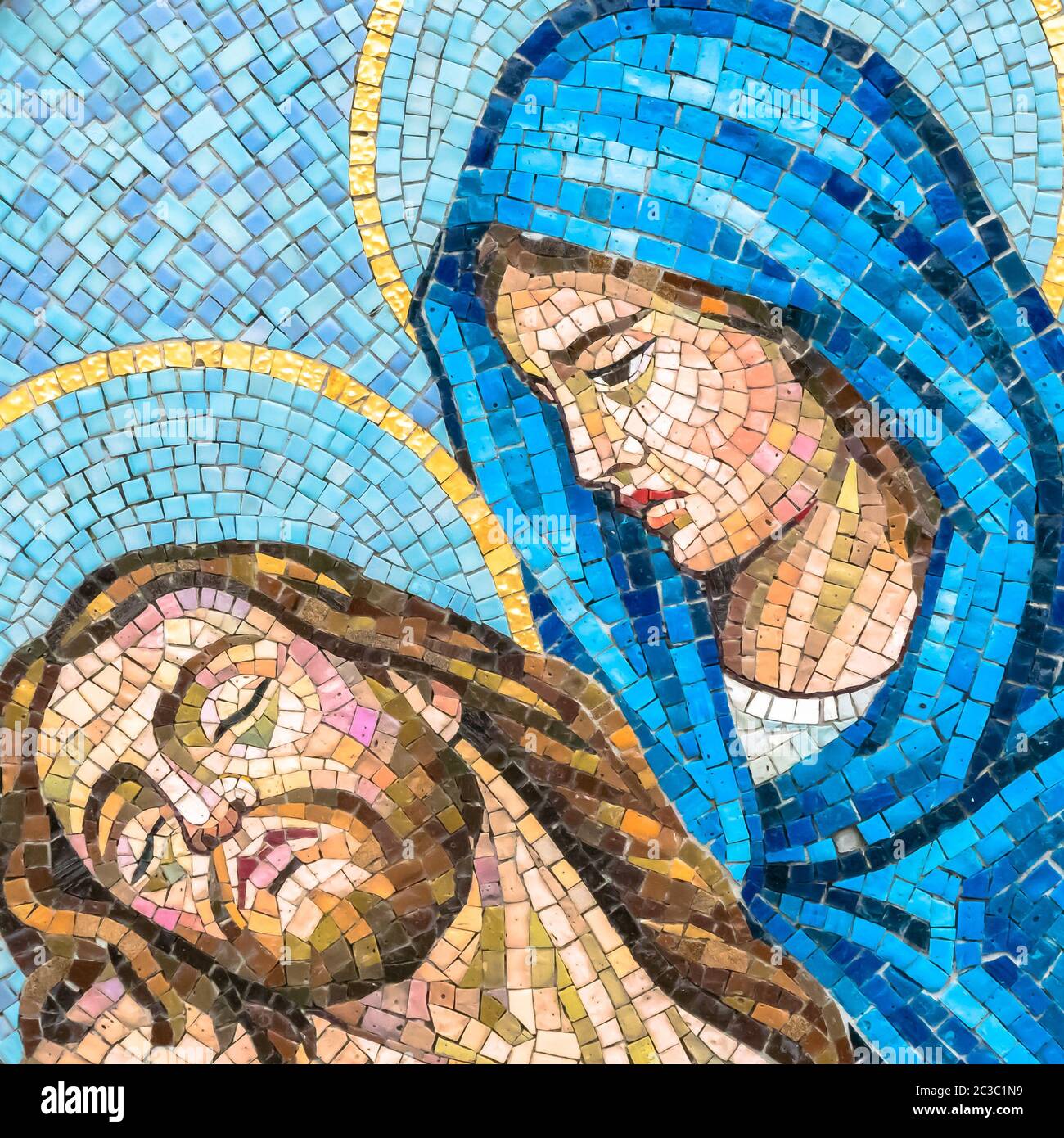 Mosaic depiction of Christ's body being in the arms of the Virgin Mary ...