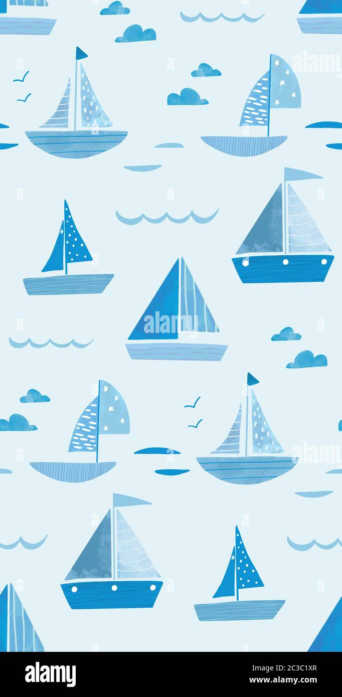 Watercolor sailboat seamless pattern, kids and baby sailboat pattern ...