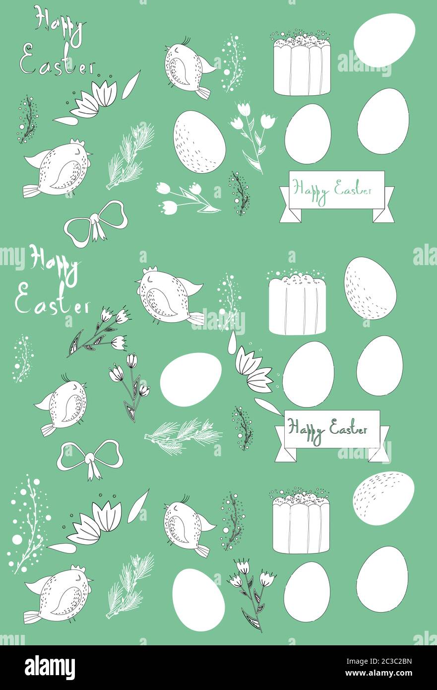Set of Easter themed white icons on turquoise background. Vector Stock ...