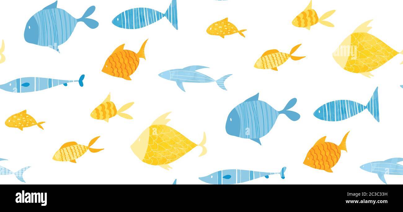 Blue and orange fish seamless pattern, kids and baby fish pattern Stock ...