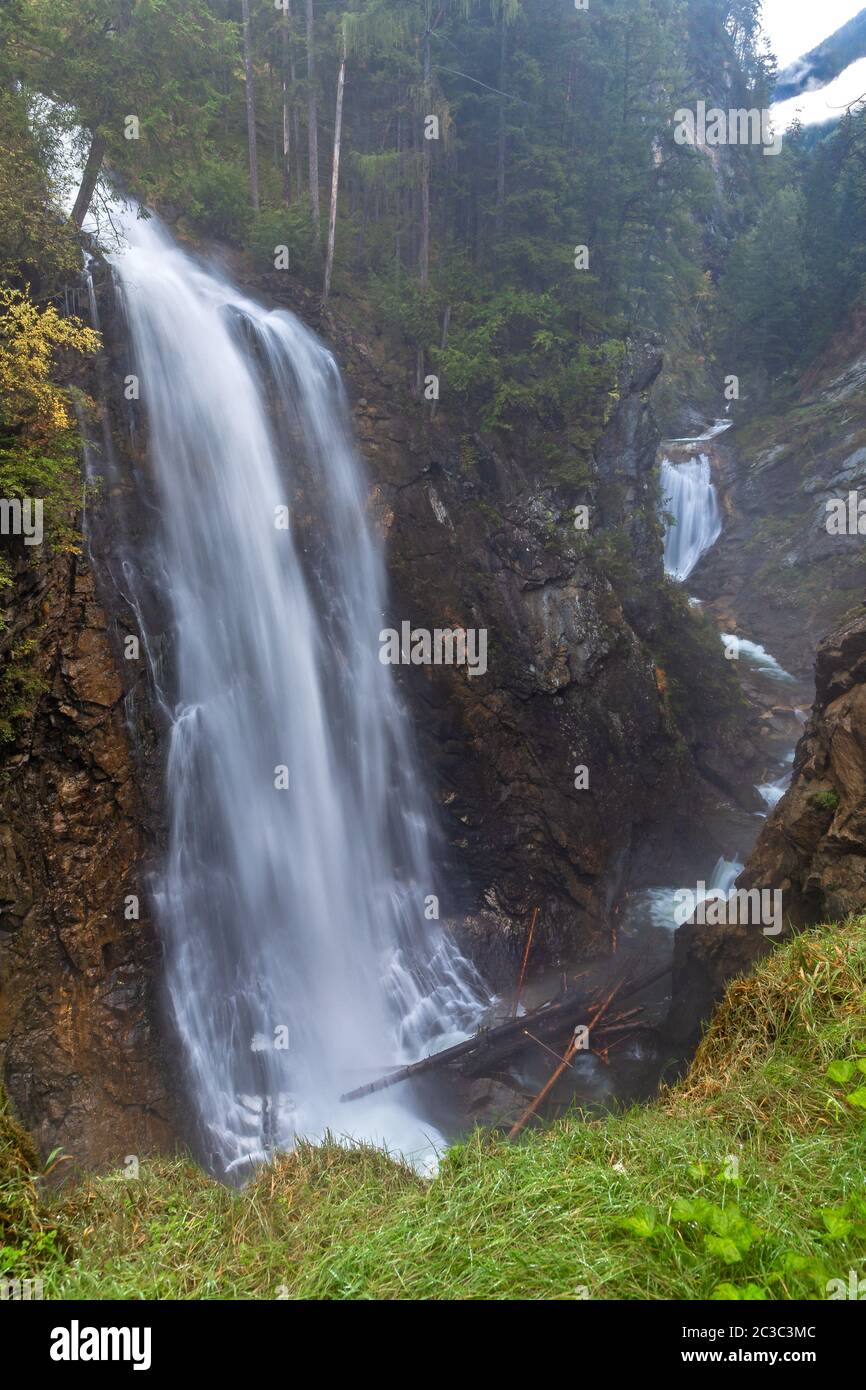 Reinbach waterfall in Ahrntal valley, South Tyrol, Italy Stock Photo ...
