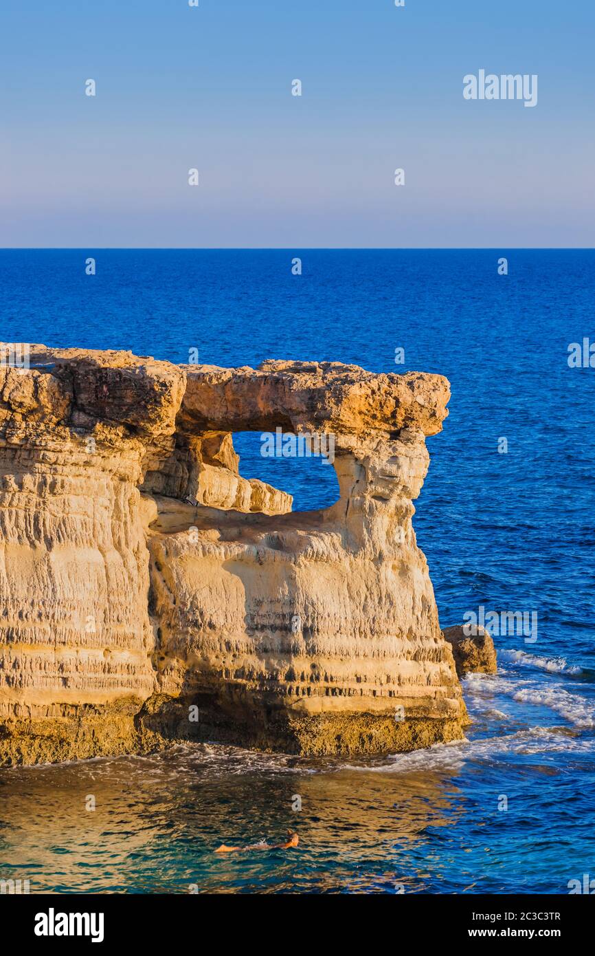 Famous Sea Caves at sunset in Ayia Napa Cyprus Stock Photo - Alamy