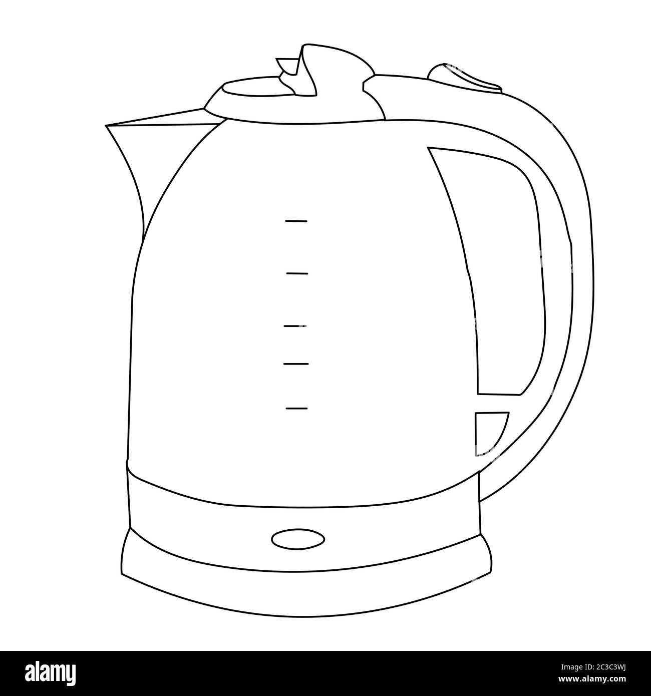 vector, on white background, sketch, electric kettle contour Stock ...