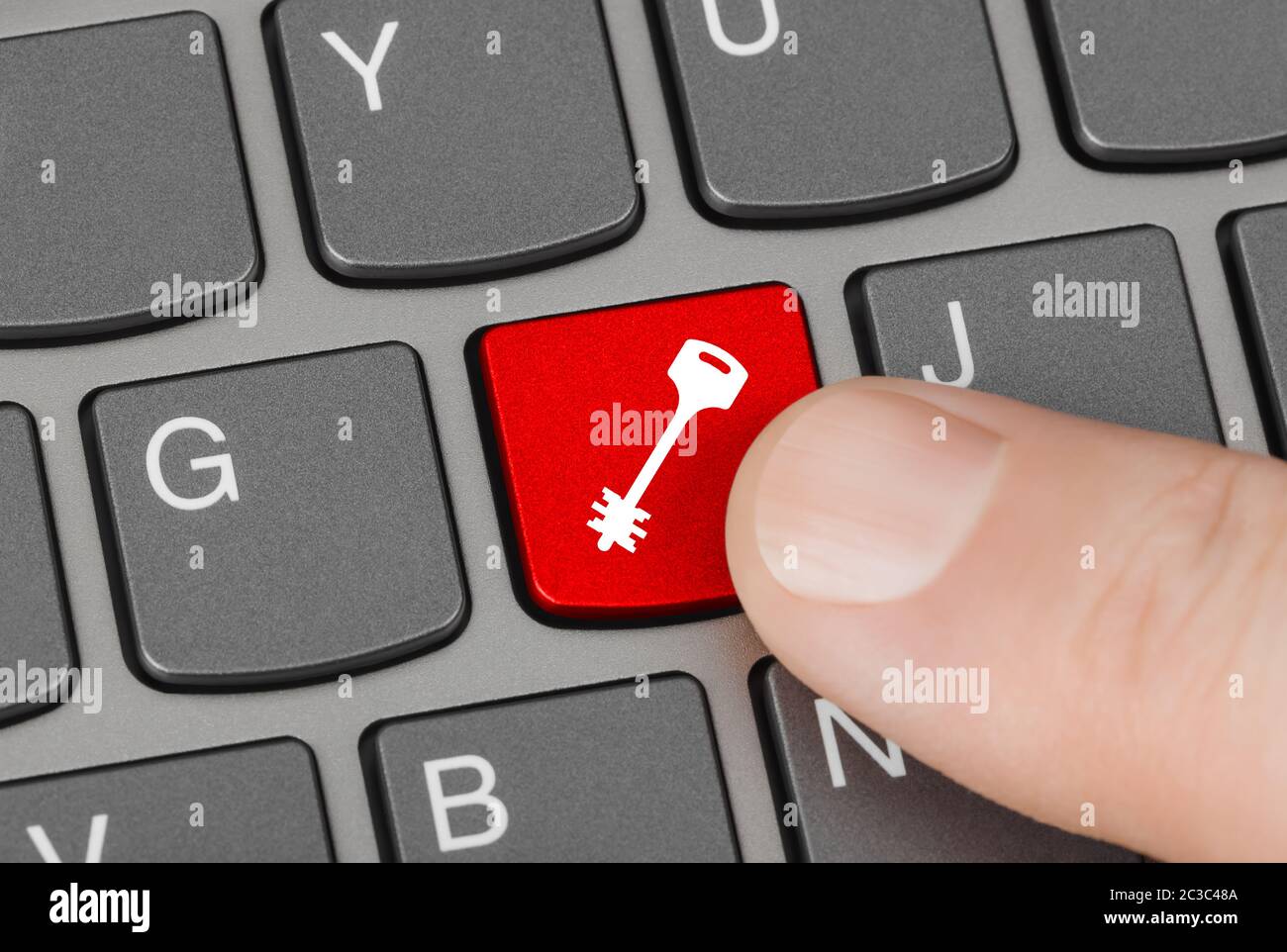 Computer keyboard with security key Stock Photo - Alamy