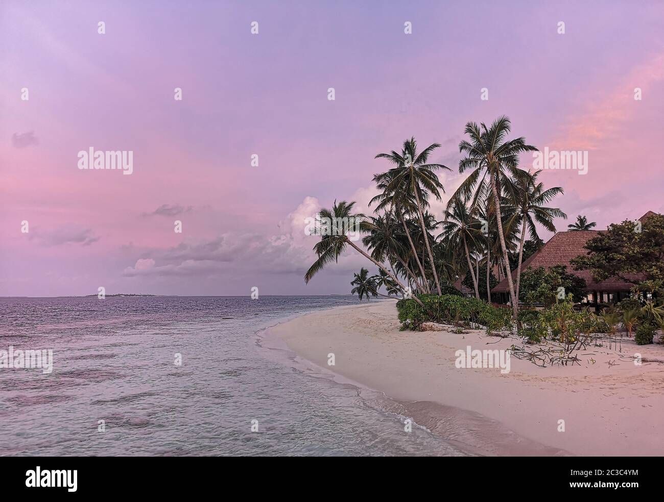 Sunset on the beach Atoll island Maldives Stock Photo - Alamy