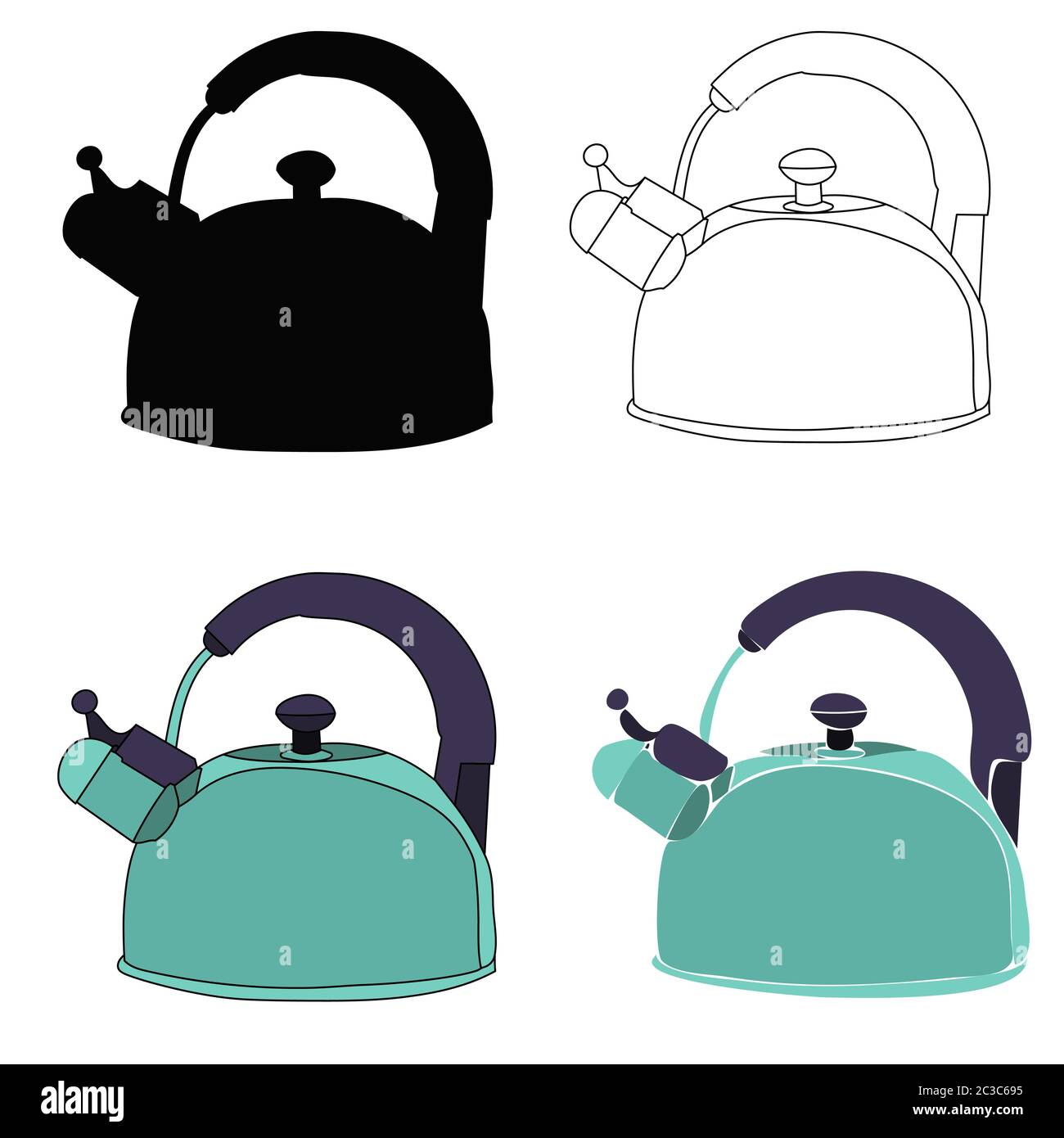 kettle with silhouette and sketch Stock Vector Image & Art - Alamy