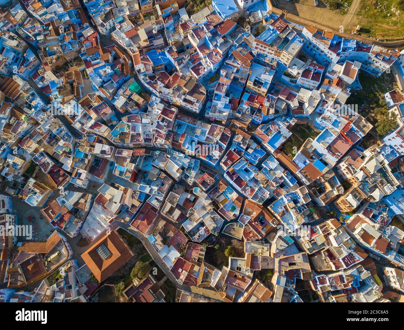 Aerial of famous blue city Chefchaouen Stock Photo - Alamy