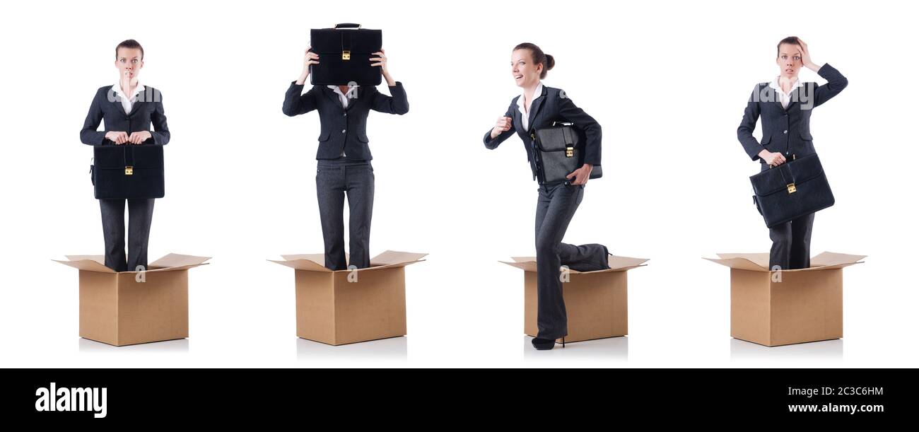 Woman boxes storage Cut Out Stock Images & Pictures - Alamy