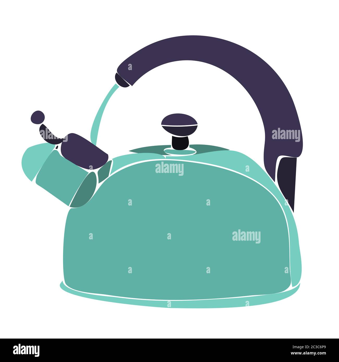 vector, on a white background, a kettle with a handle in a flat style ...