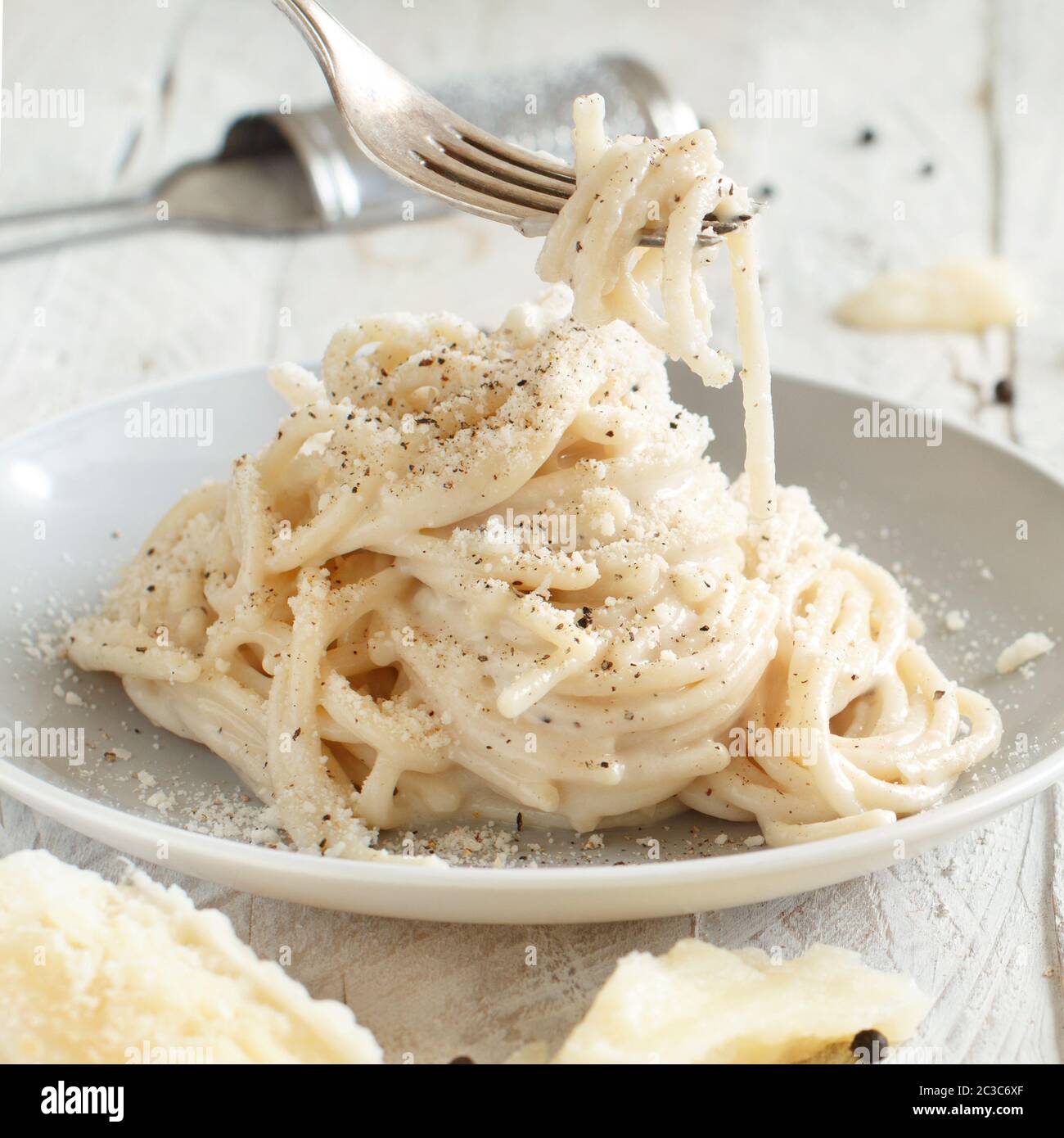 Cacio e pepe, italian cheese and pepper pasta close up Stock Photo - Alamy