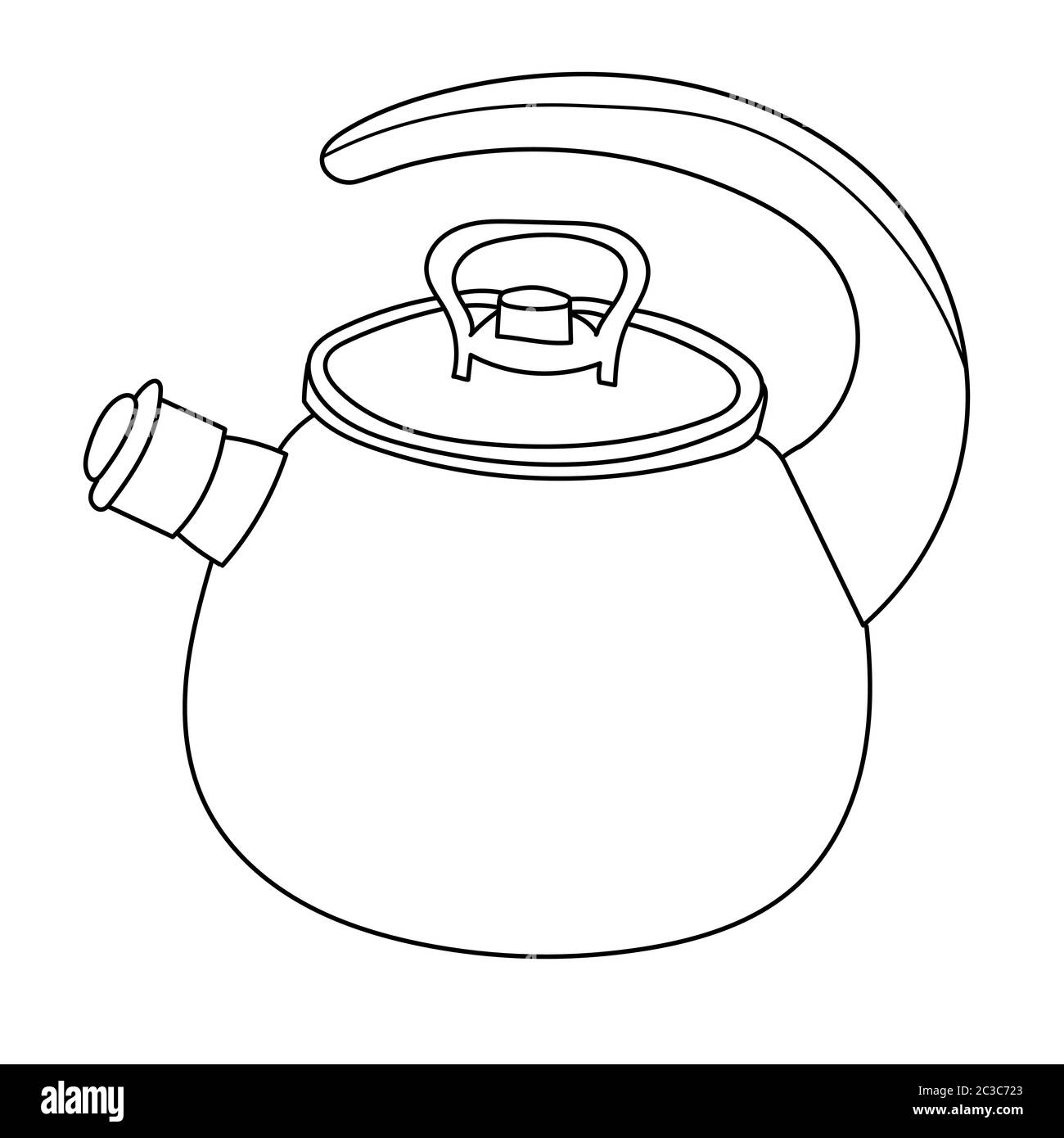 white background, sketch kettle with handle for stove Stock Vector ...