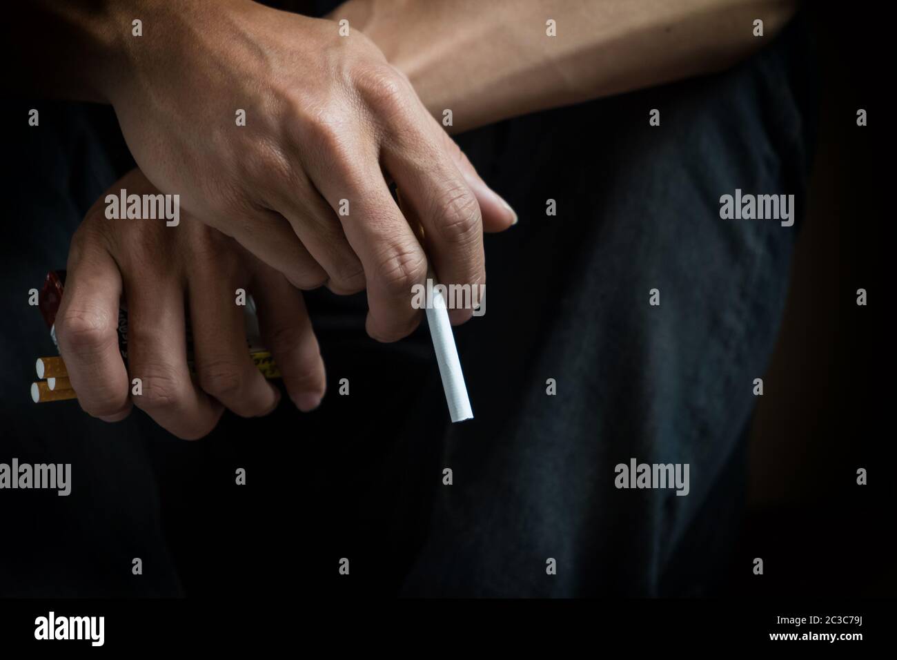 Cigarette addiction. Tobacco nicotine smoke. Unhealthy, danger, bad ...