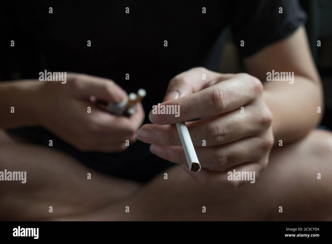 Cigarette addiction. Tobacco nicotine smoke. Unhealthy, danger, bad ...