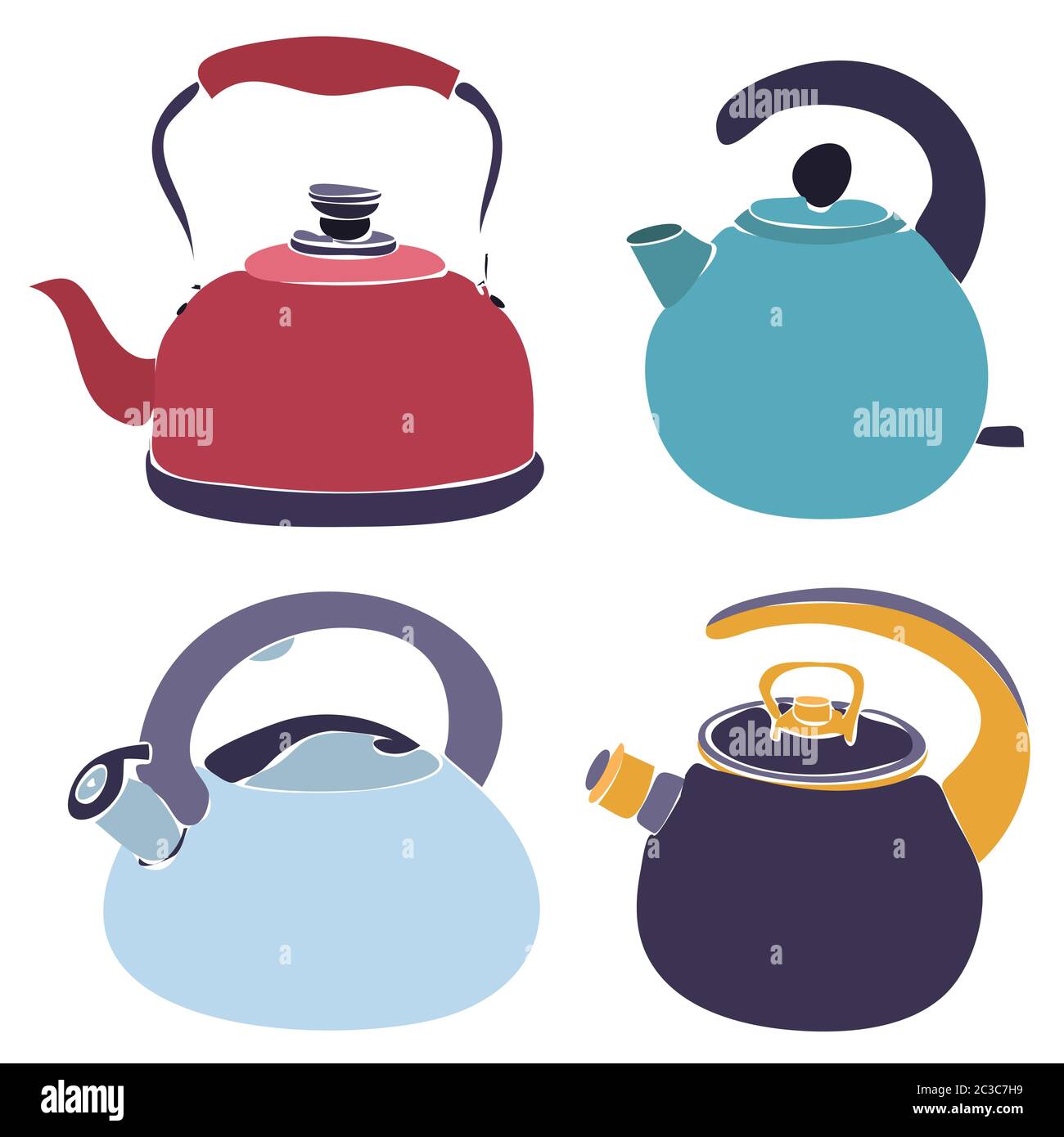 white background, kettle, collection set Stock Vector Image & Art - Alamy