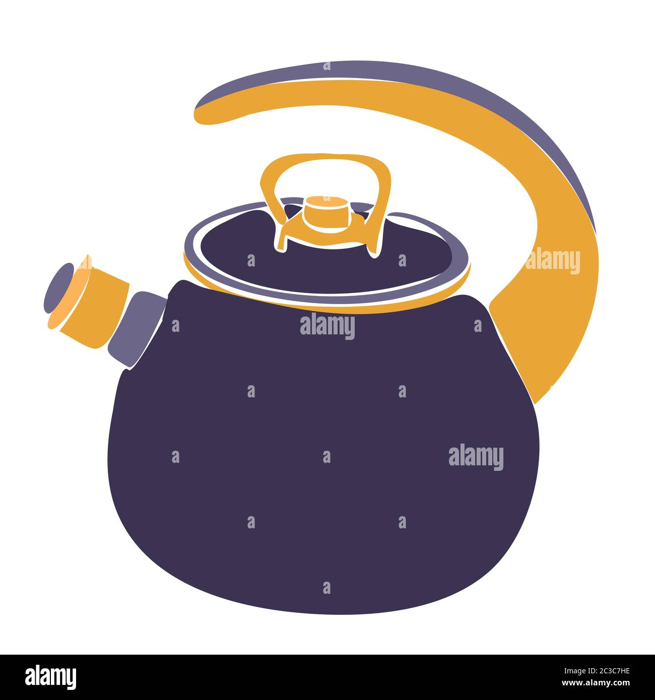 vector, on a white background, a kettle with a handle in a flat style ...