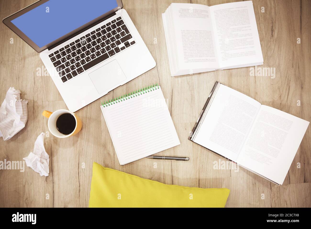 Top view laptop books hi-res stock photography and images - Alamy