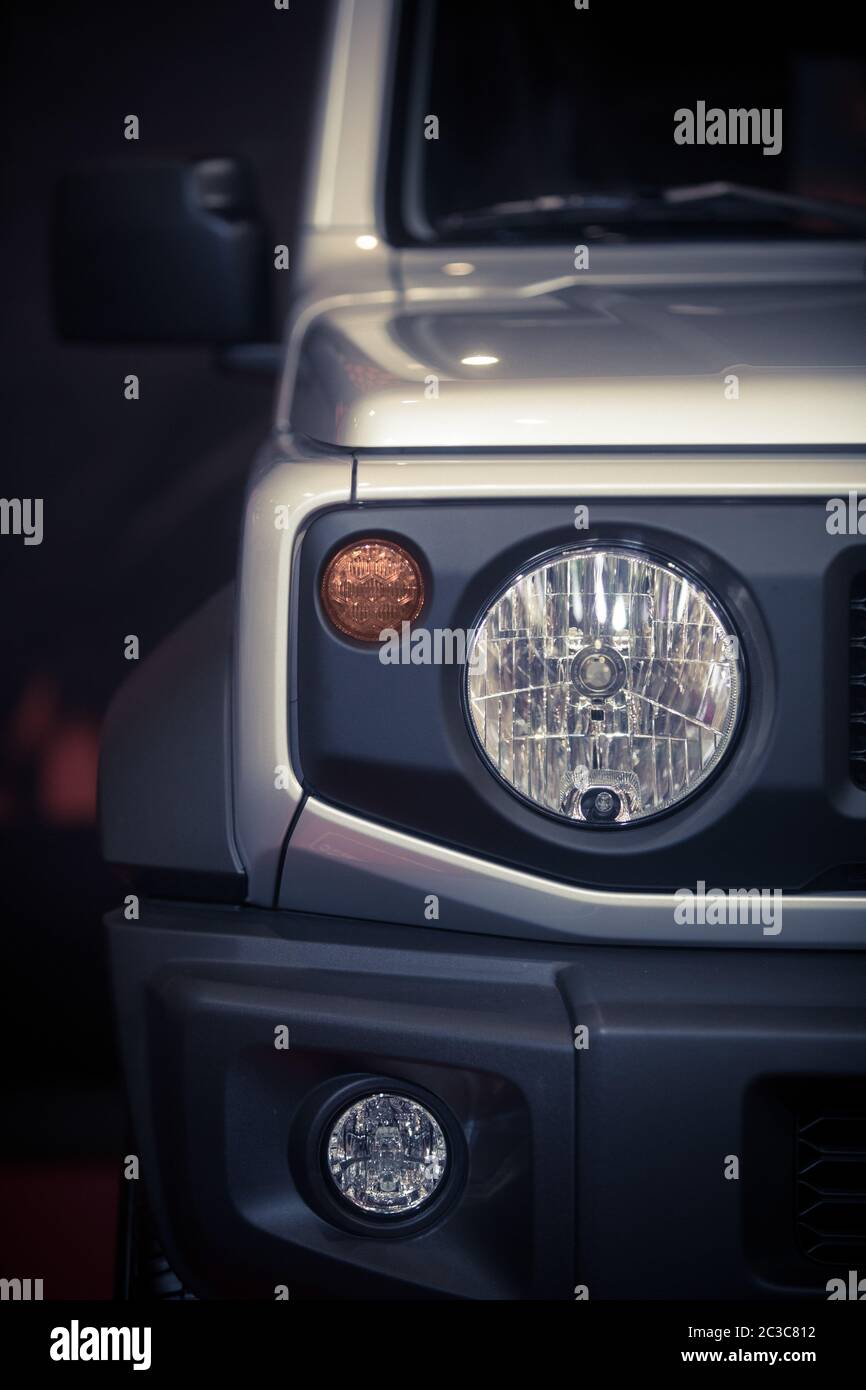 Front view of the headlight of an off road car Stock Photo - Alamy