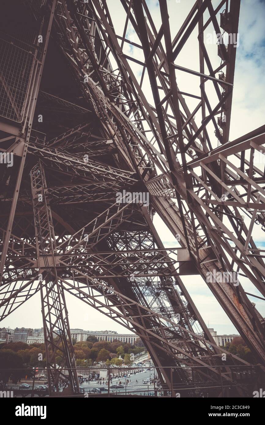 Eiffel Tower structure view from inside, Paris, France Stock Photo - Alamy