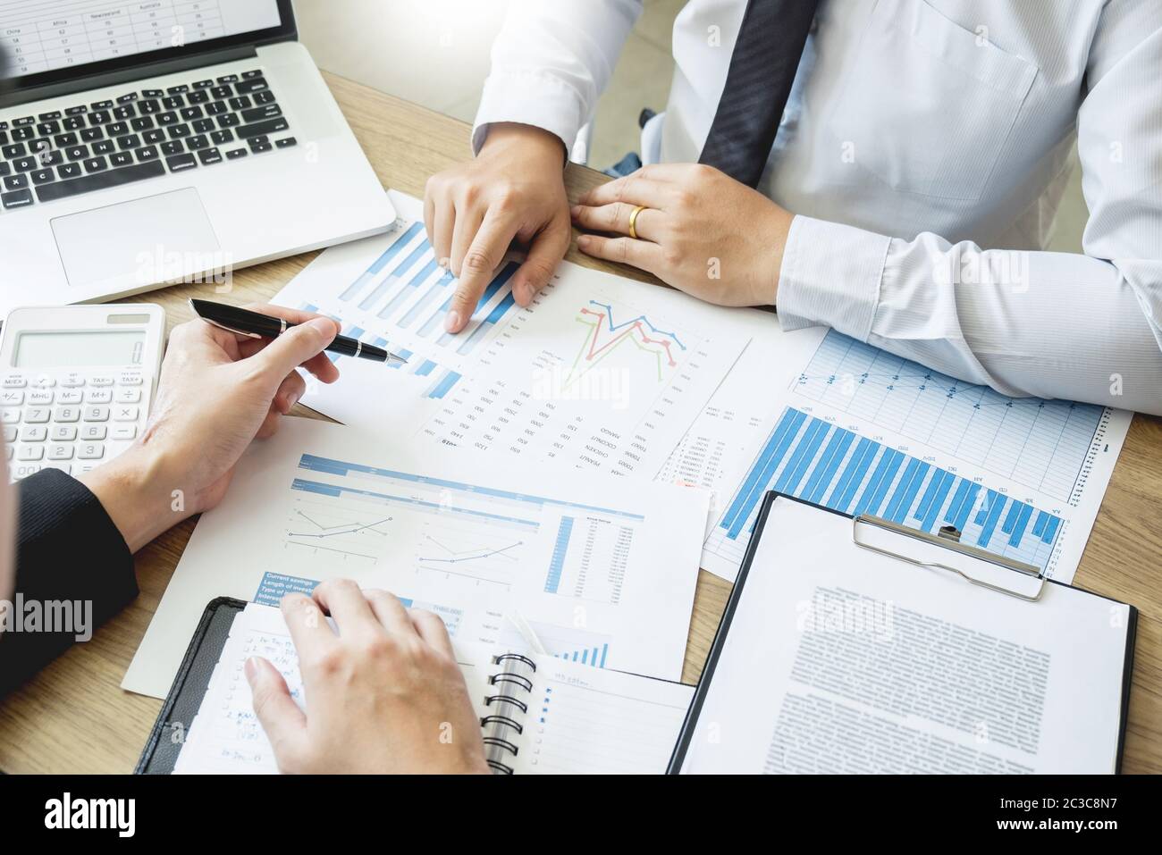 Business creative coworkers team Meeting Discussing showing the results ...