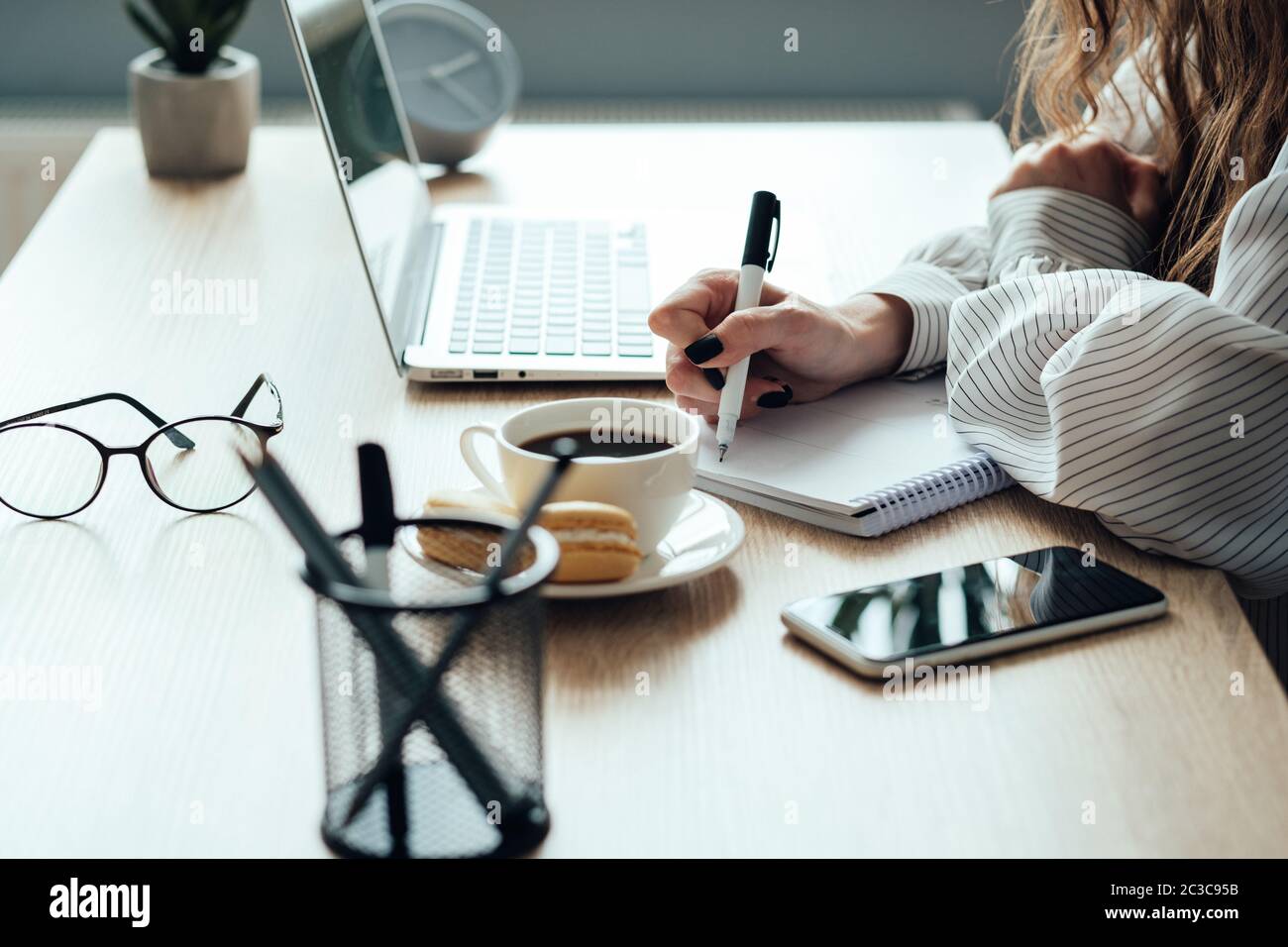 Portrait of Young Adult Girl Working From Home, Freelance and Remote ...
