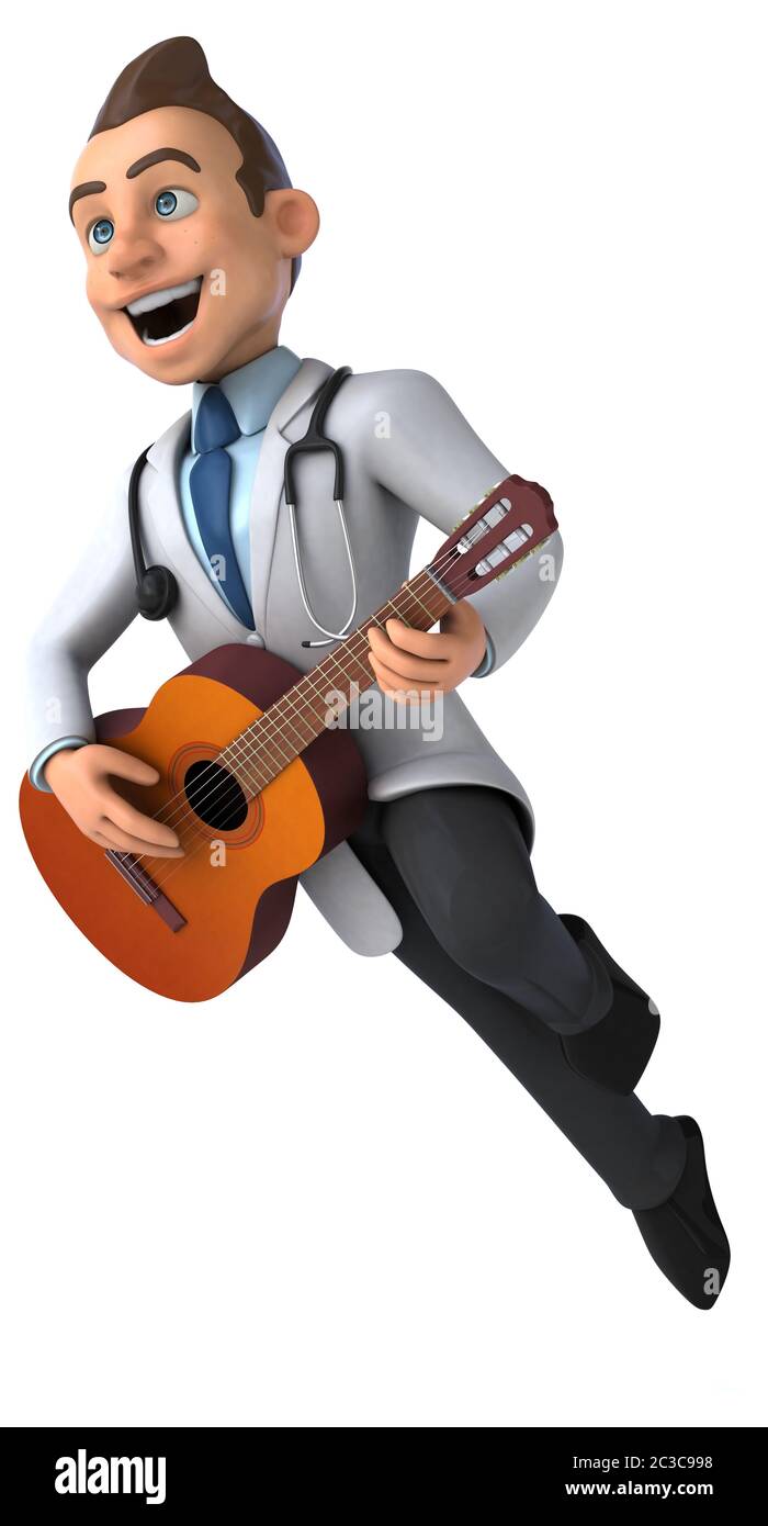 Fun doctor and guitar - 3D Illustration Stock Photo - Alamy