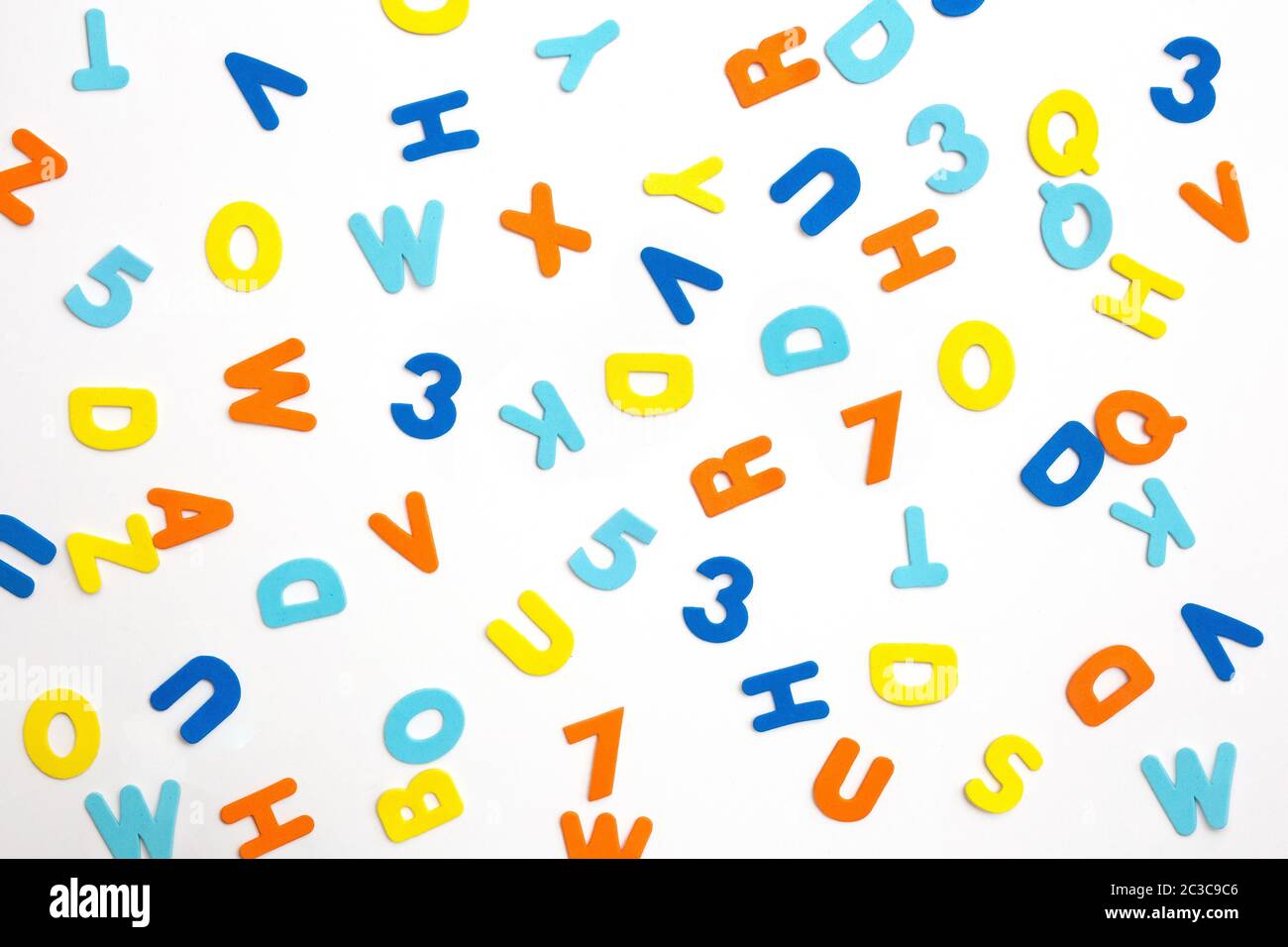 Colorful letters and the word learning on white background, learning or ...