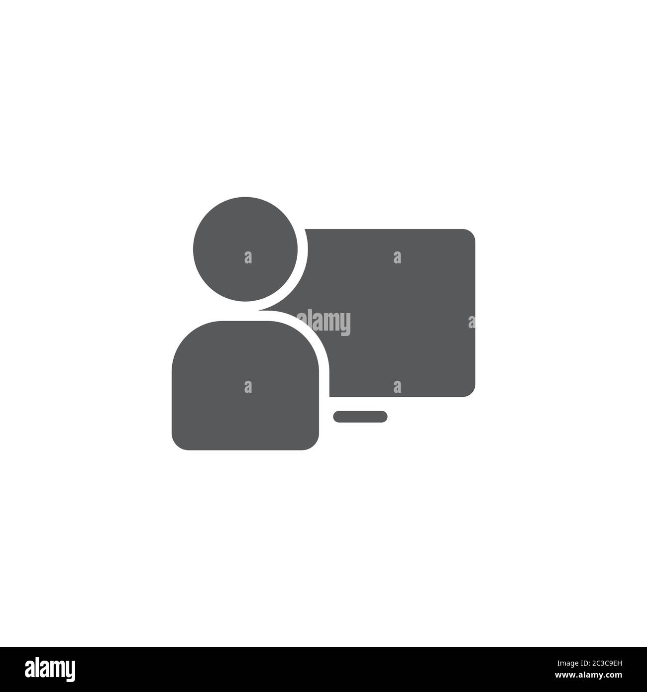 Man working on computer vector icon symbol working isolated on white ...