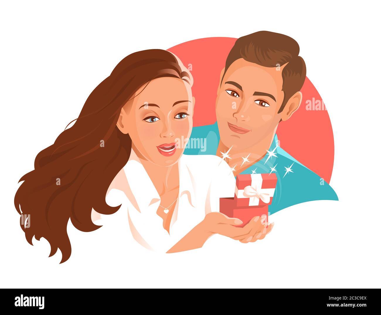 The young man gave the girl a present Stock Vector Image & Art - Alamy
