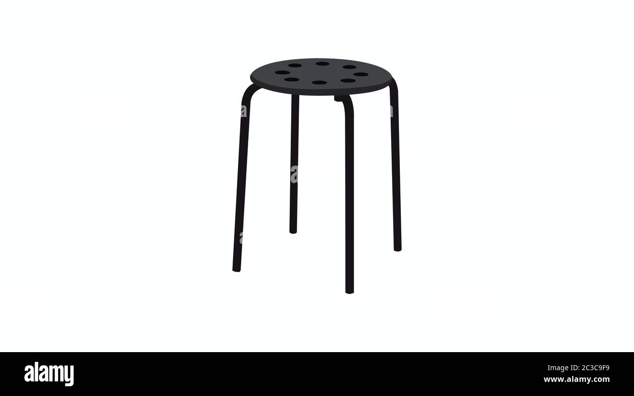 Vector Isolated Illustration of a Black Steel Stool Stock Vector Image ...