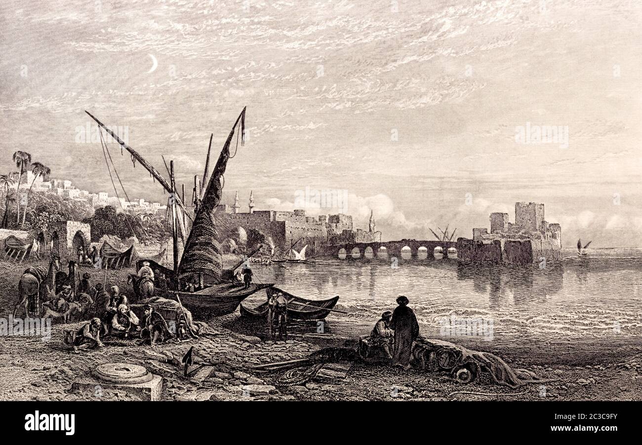 Ancient Sidon Lebanon with the Sidon Sea Castle in the Background ...