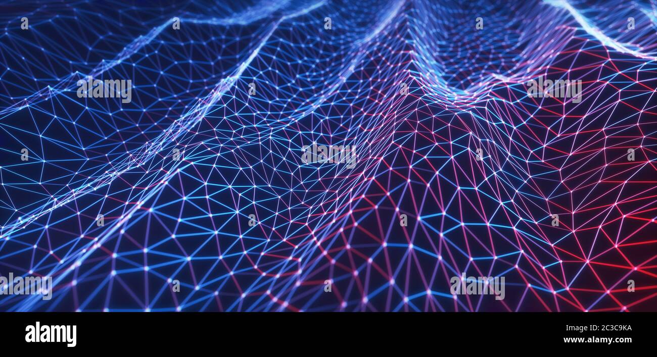 Abstract Background Image Concept Colorful Mesh Interconnected Lines Cloud Computing Concept