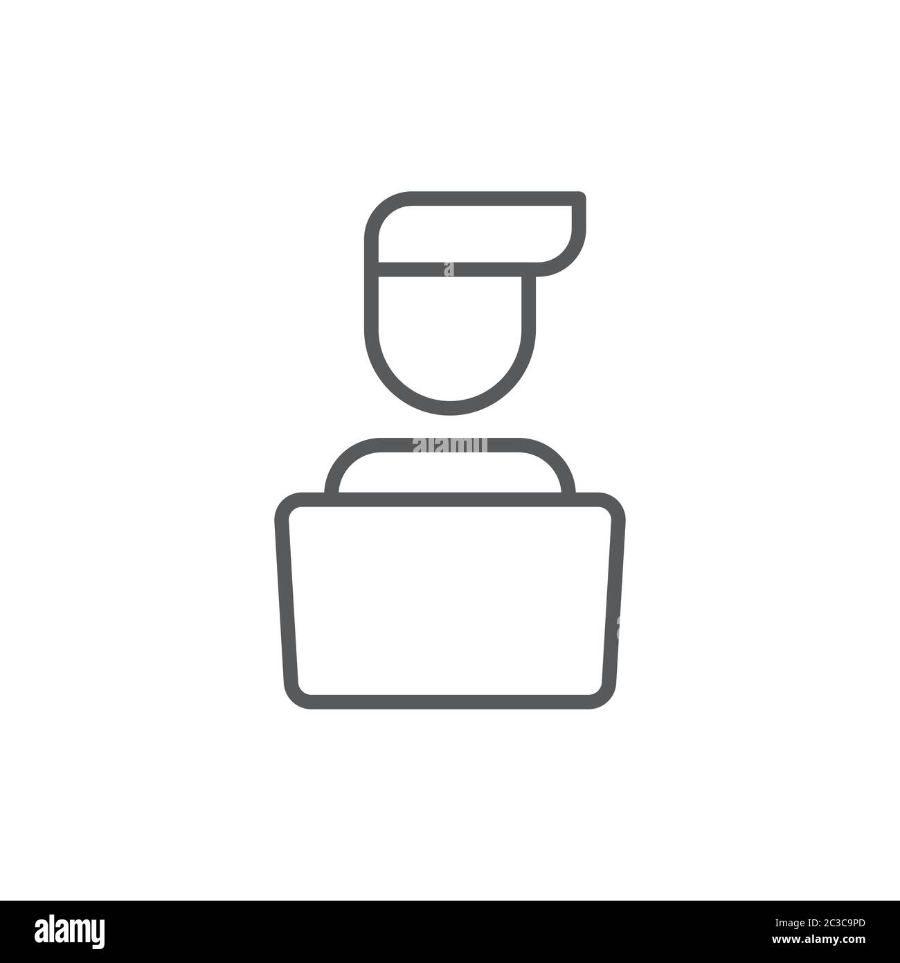 Man working on computer vector icon symbol working isolated on white ...