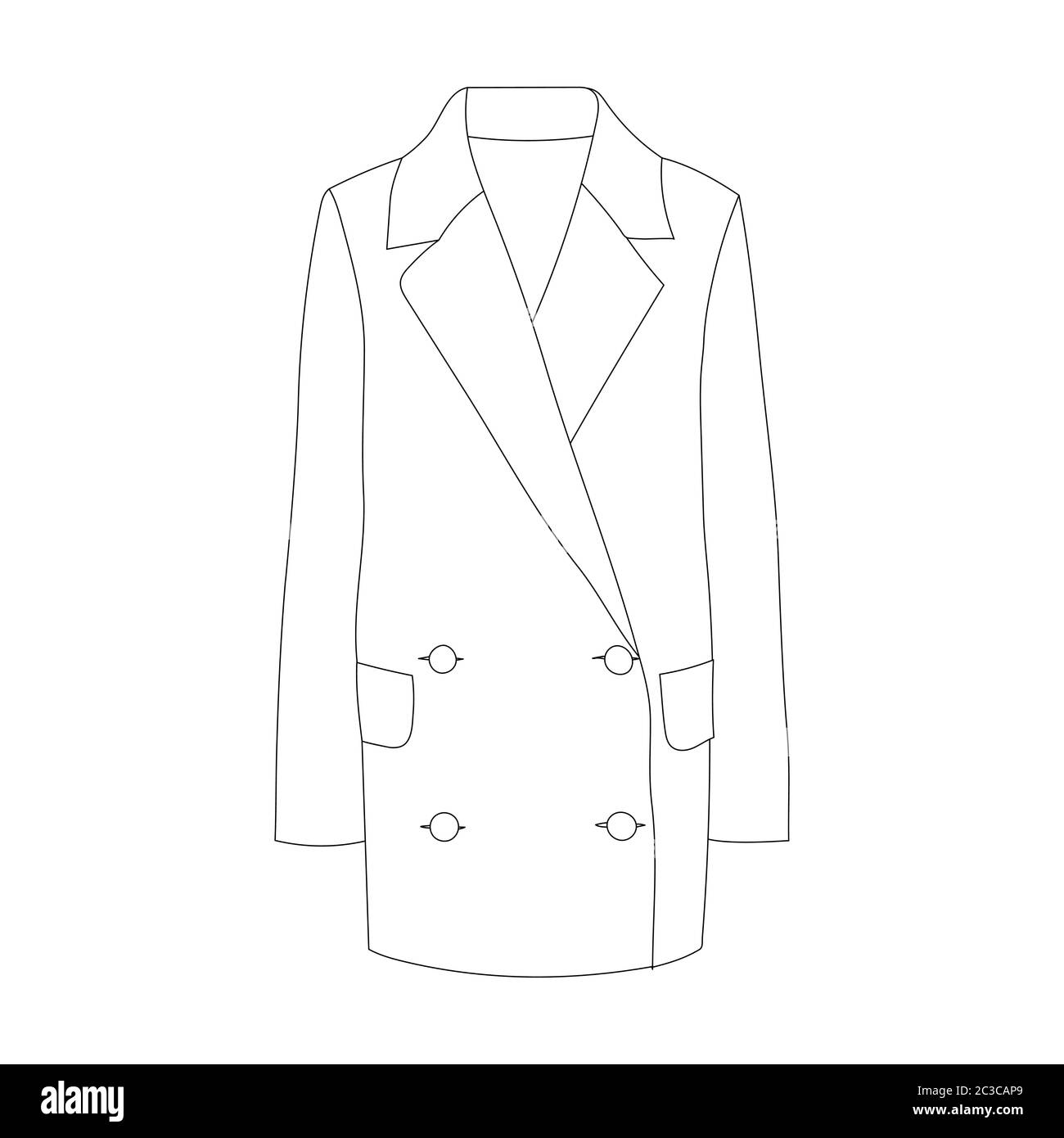 White Background Fashionable Outerwear Coat Sketch Contour Stock