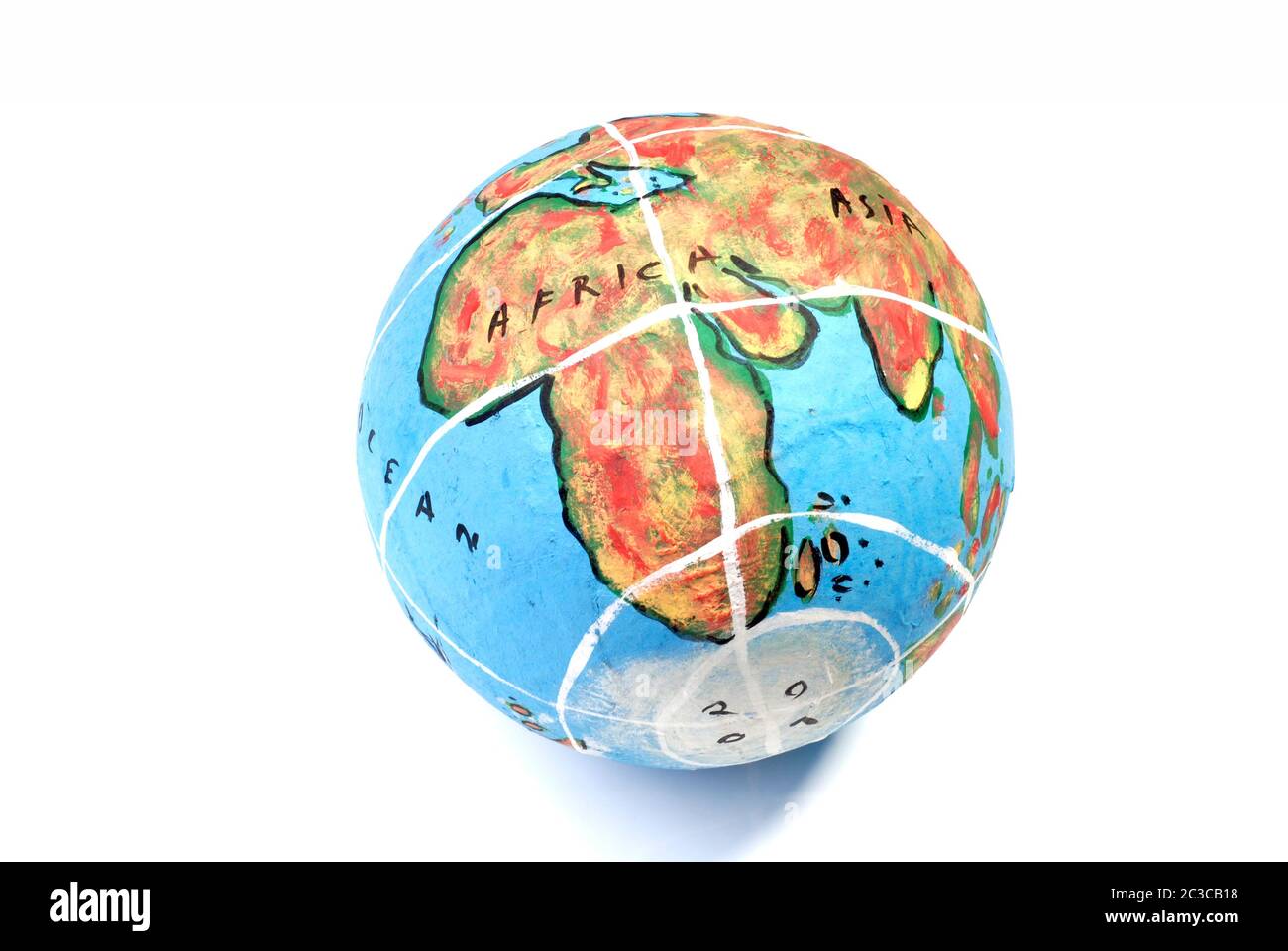 Closeup of a globe showing the Ocean isolated on white Stock Photo - Alamy