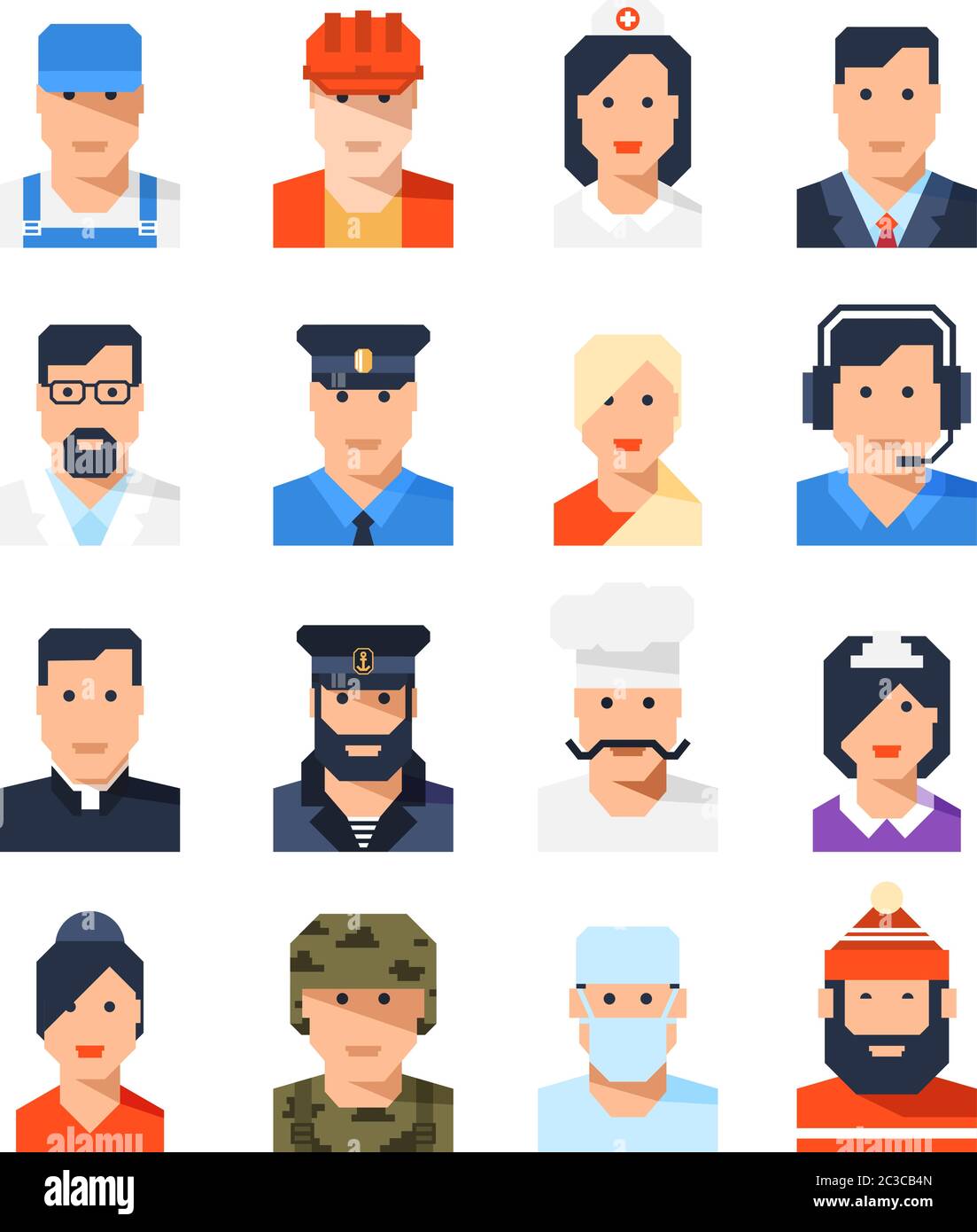 Flat avatars of the professions of men and women Stock Vector Image ...
