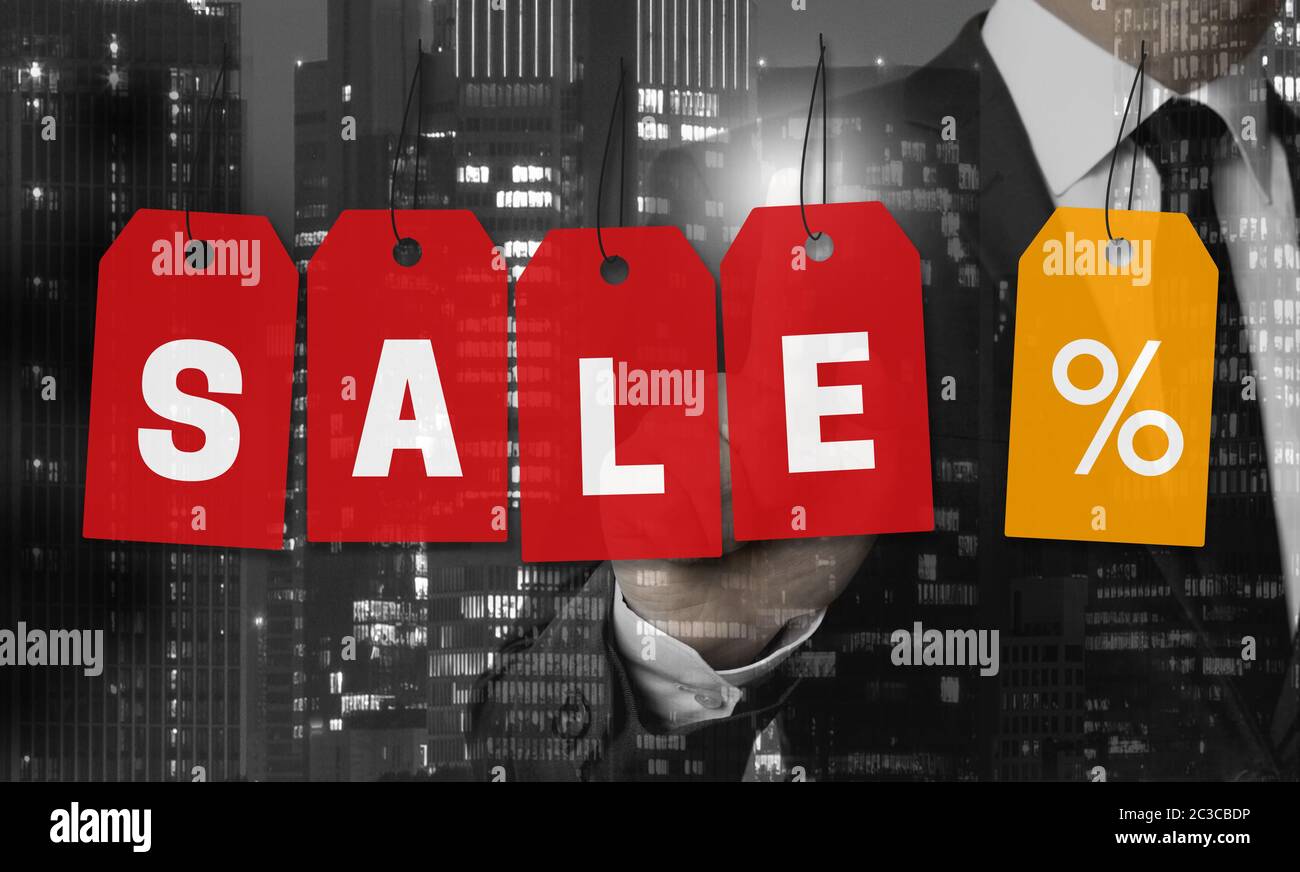 Sale concept is shown by businessman Stock Photo - Alamy