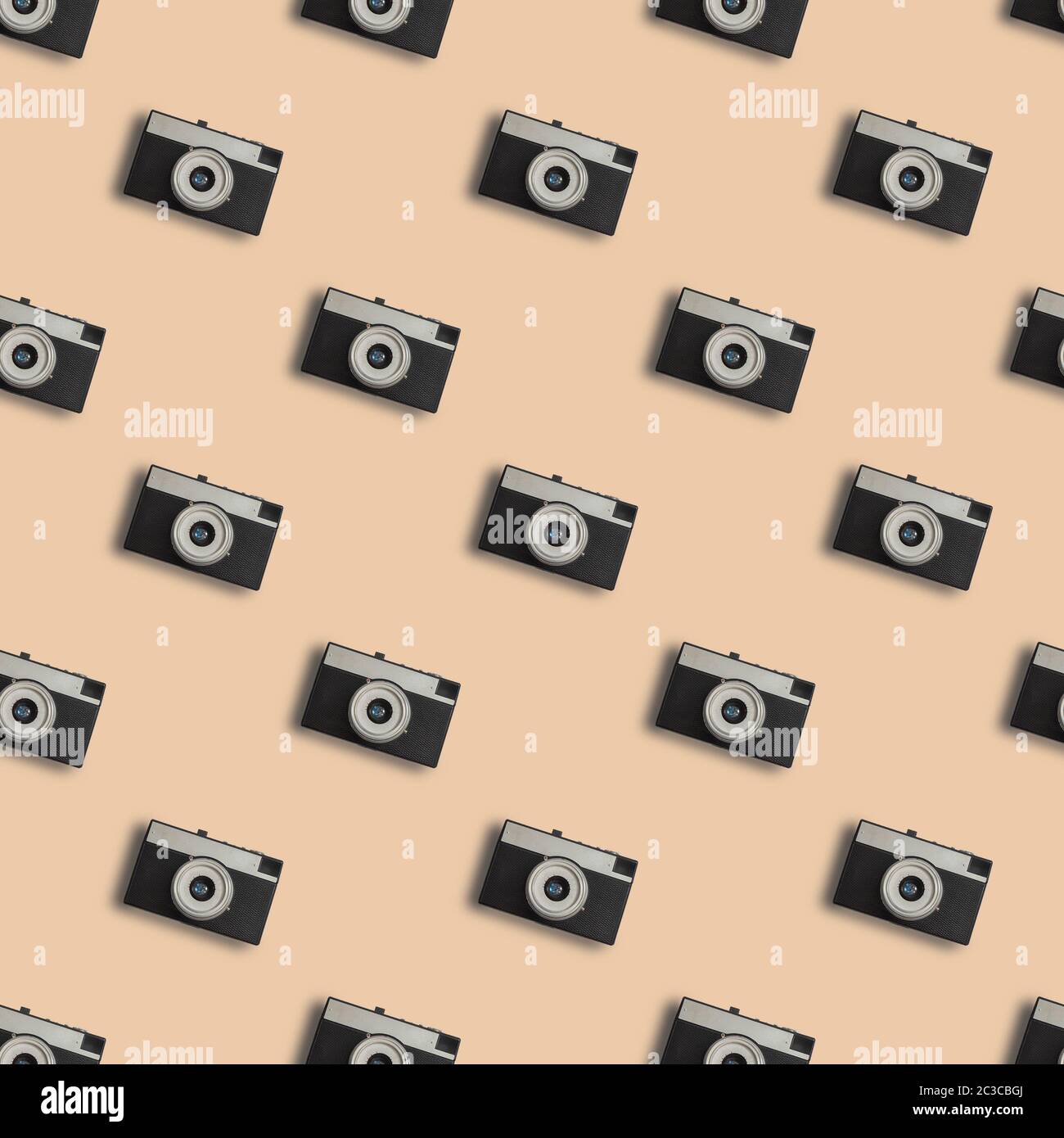 Retro camera seamless pattern in beige color for any design Stock Photo ...
