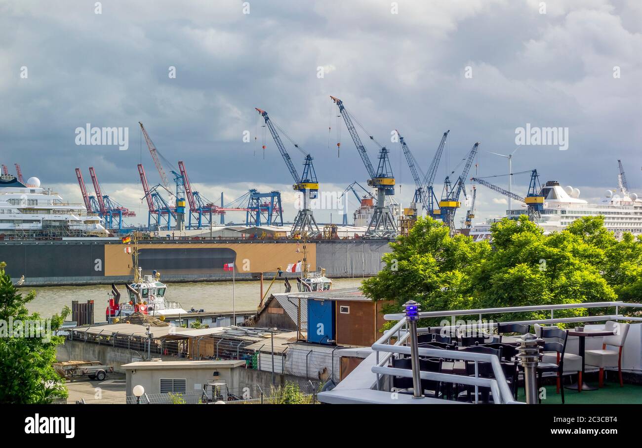 dockyard scenery seen at the Port of Hamburg in Germany Stock Photo - Alamy